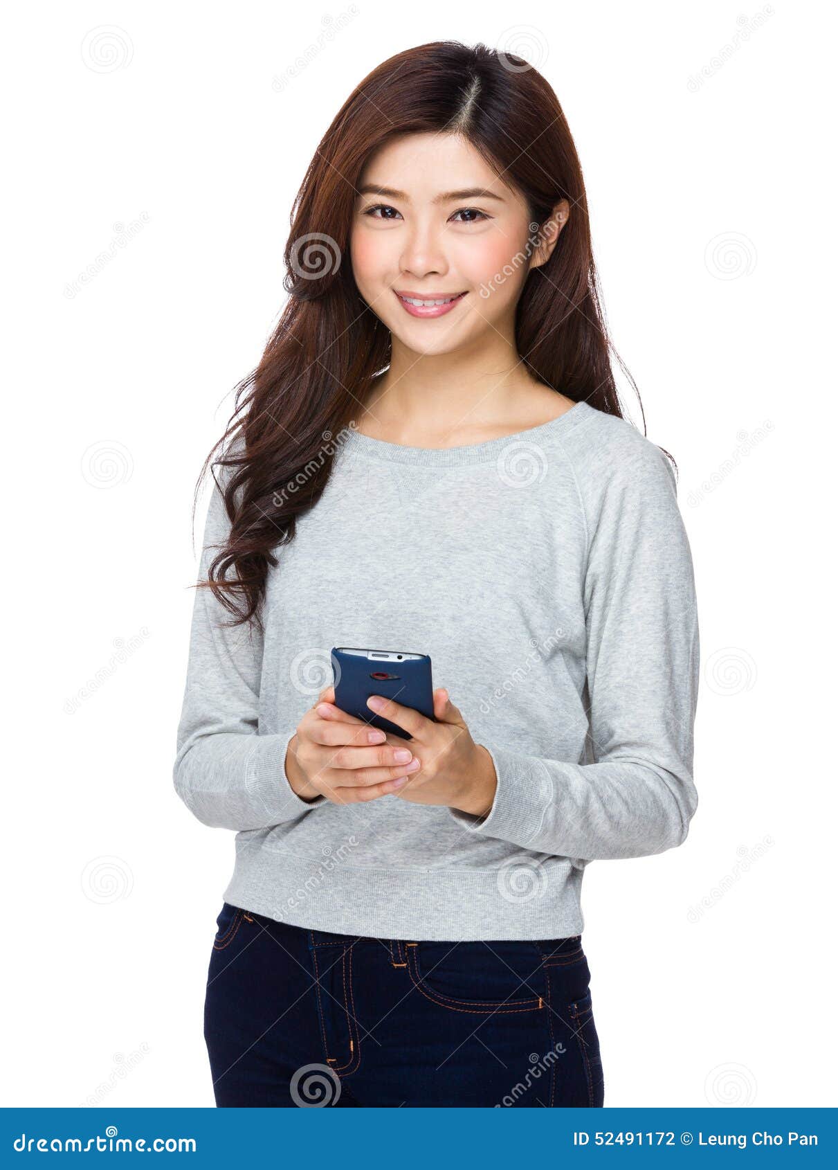 Girl using mobile phone stock photo. Image of hair, portrait - 52491172