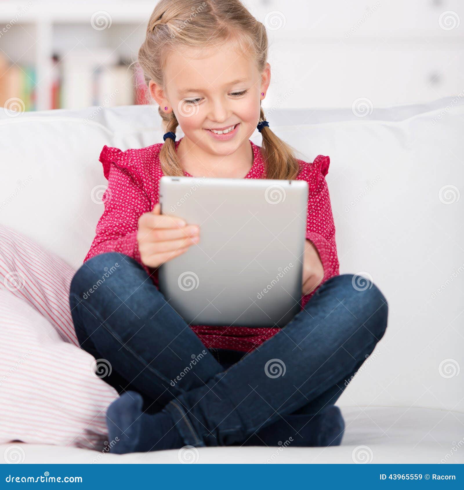 Girl Using Tablet Computer stock image. Image of little - 43965559