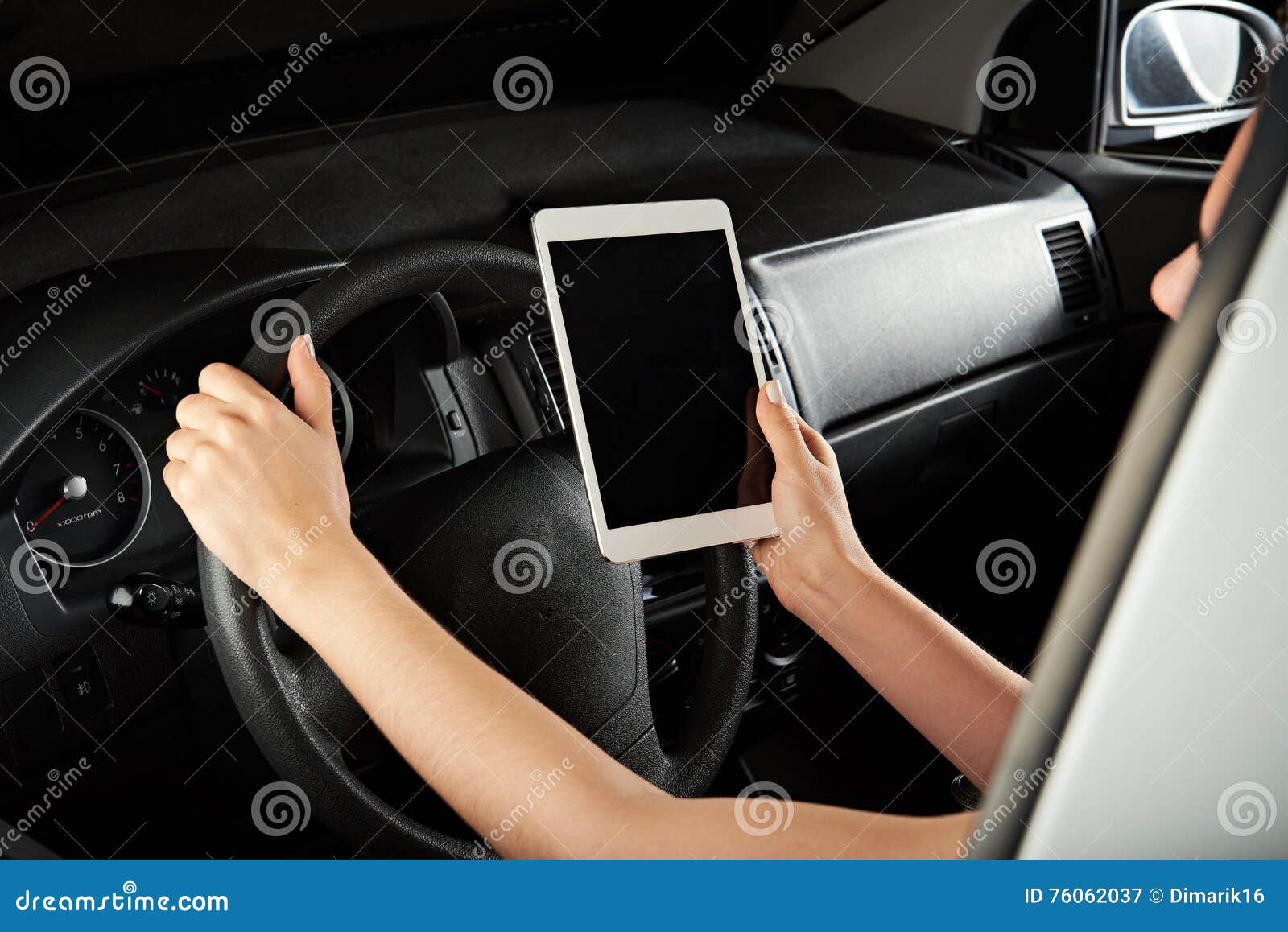 Girl Using Tablet while Driving Stock Image - Image of online, vehicle ...
