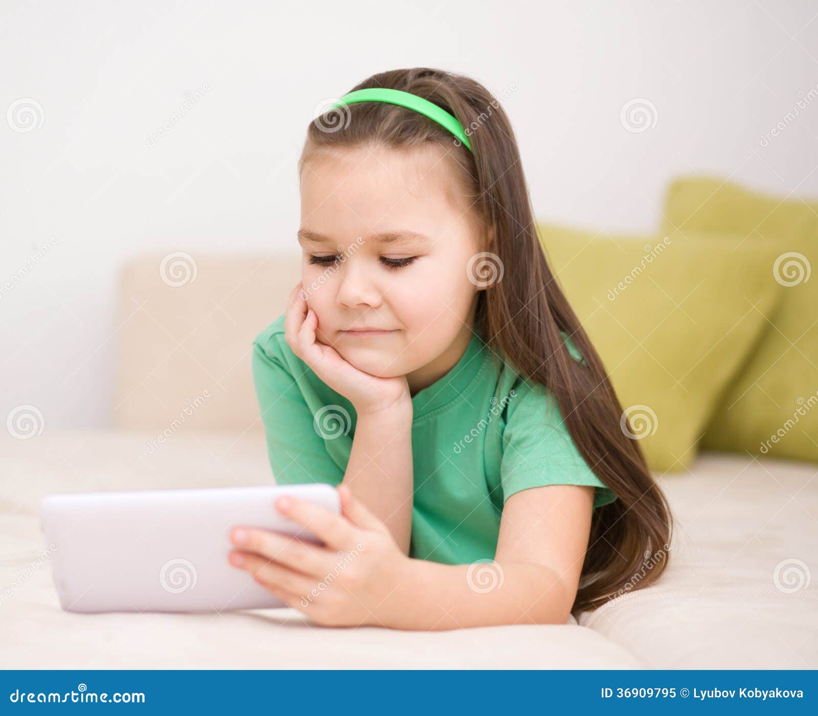 Girl using tablet stock image. Image of computer, copy - 36909795