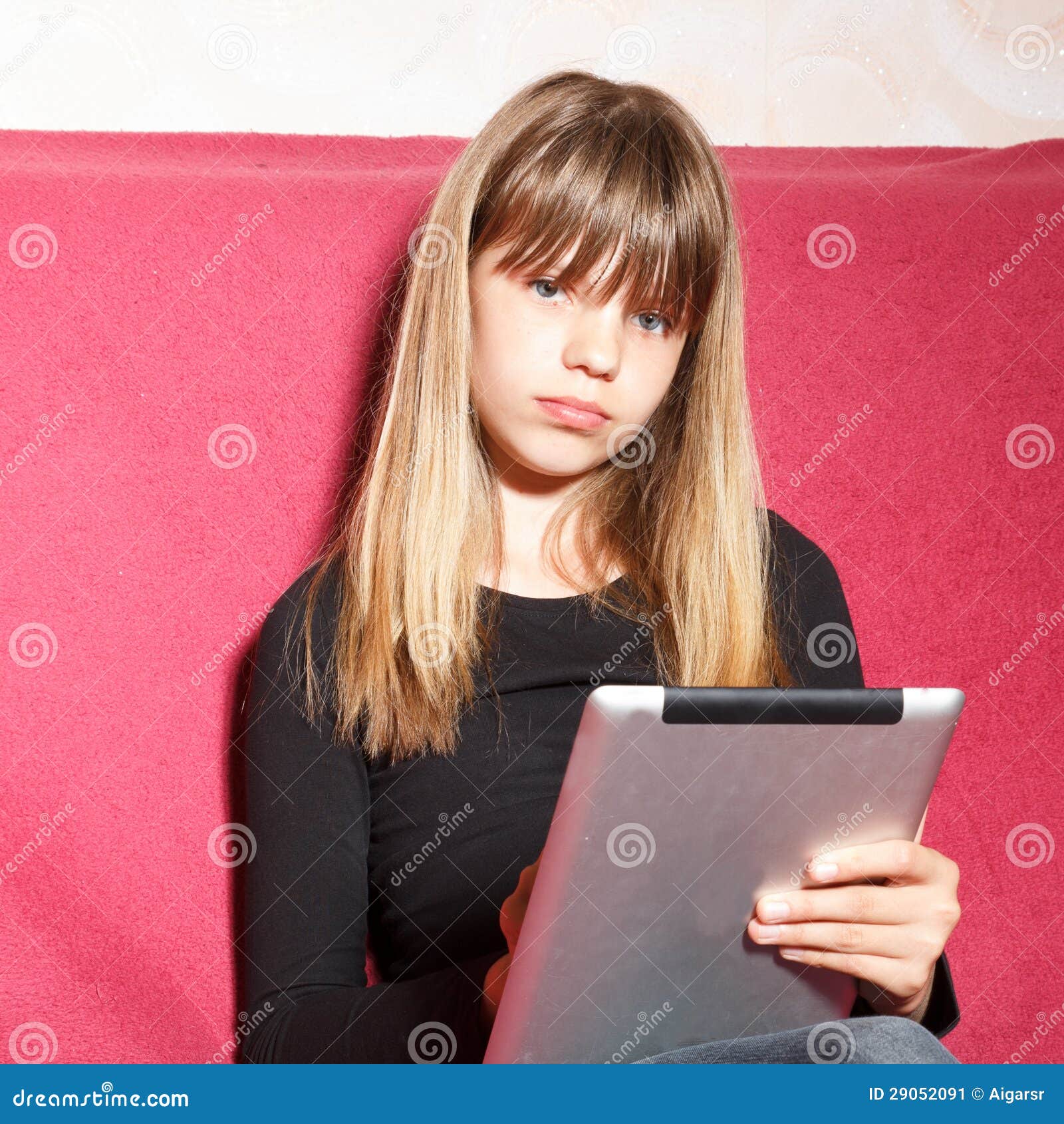 Girl using tablet pc stock image. Image of childhood - 29052091