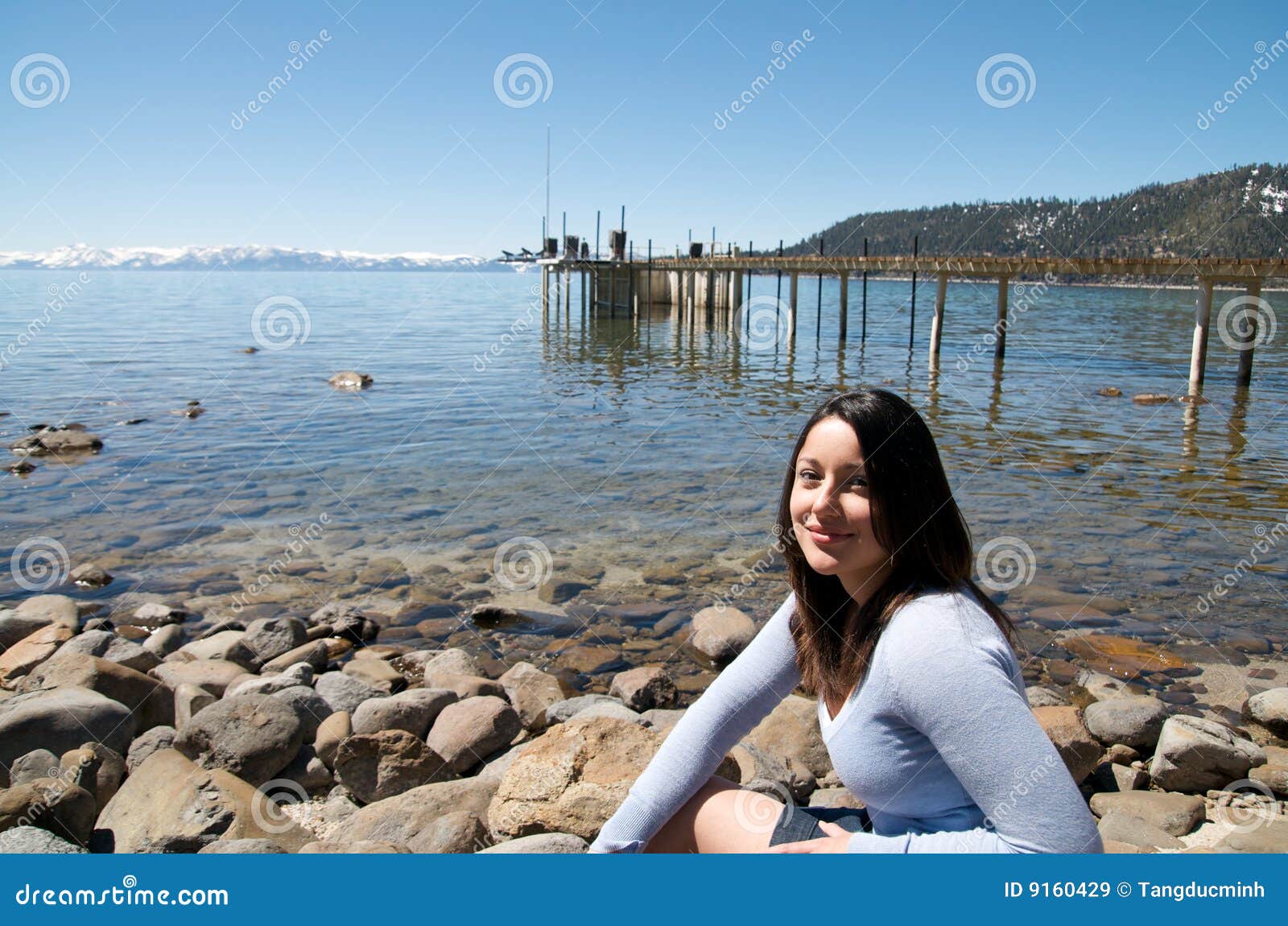 Girl on vacation at a lake stock image. Image of enjoy - 9160429
