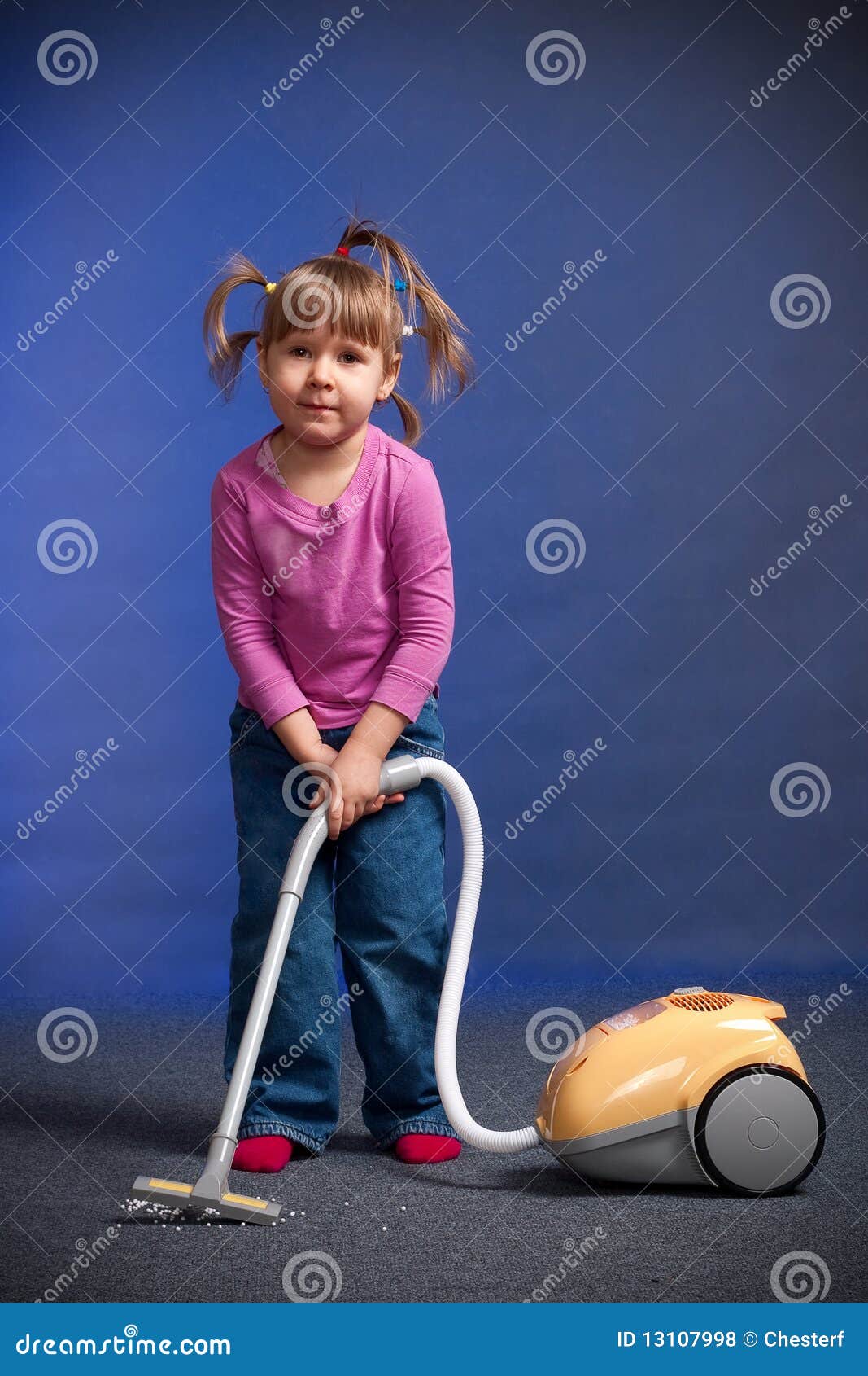Girl with vacuum cleaner stock photo. Image of hoover - 13107998