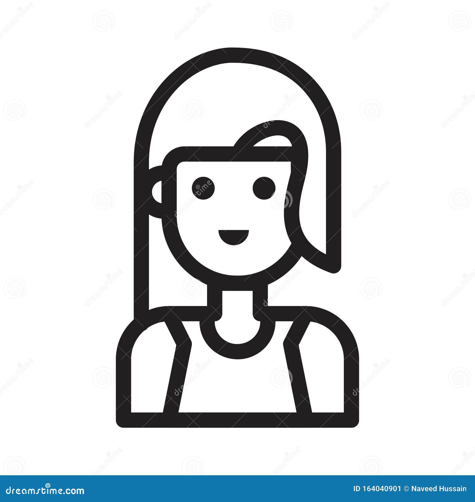 Girl vector thin line icon stock vector. Illustration of people - 164040901