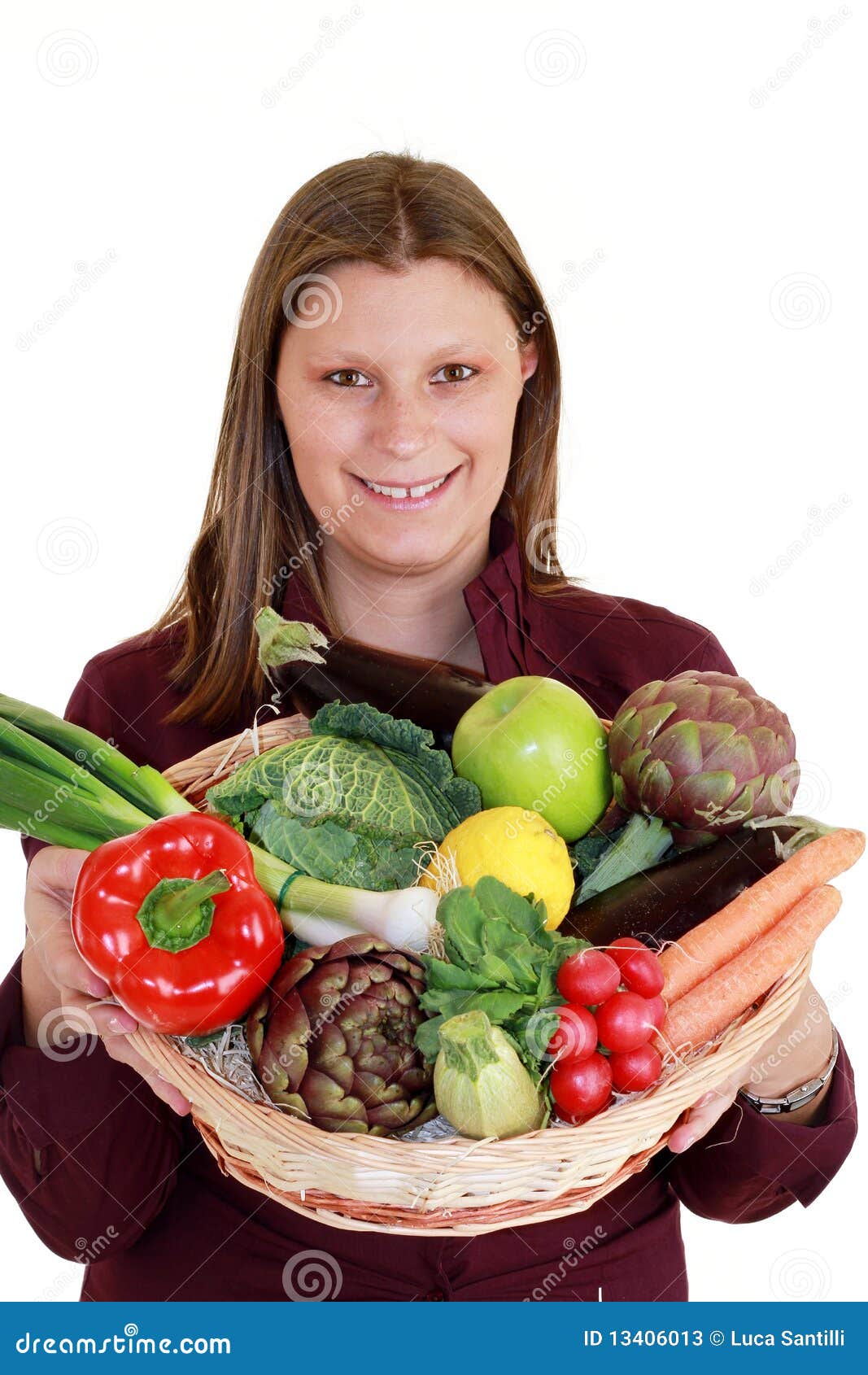 Girl with vegetables stock image. Image of happiness - 13406013