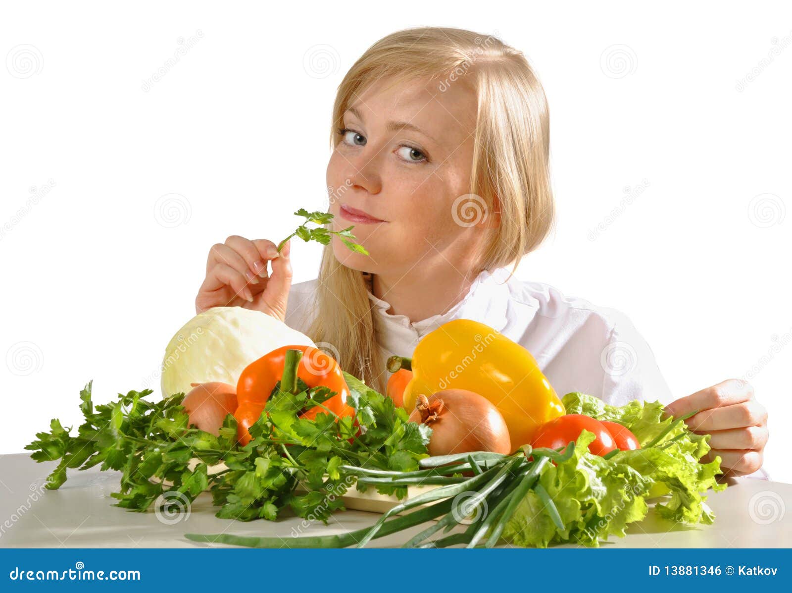 Girl and vegetables stock photo. Image of attractive - 13881346