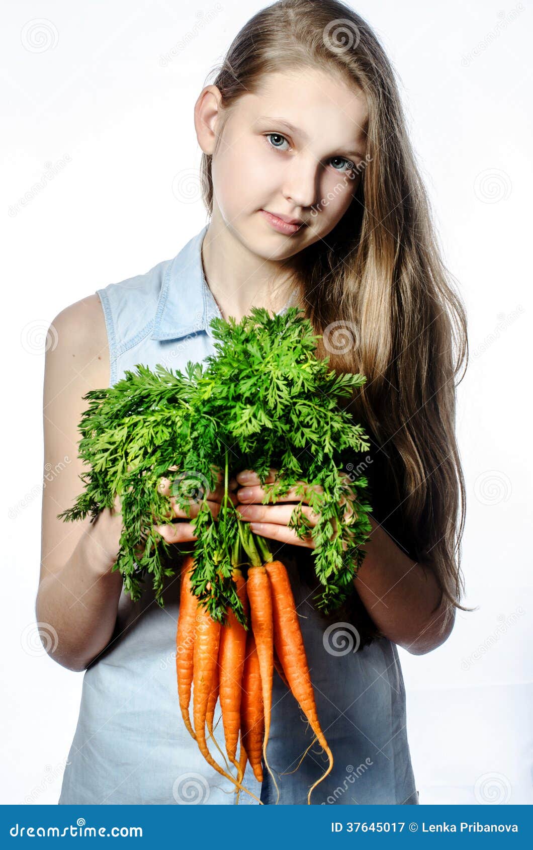 The girl with vegetables stock image. Image of long, tasty - 37645017