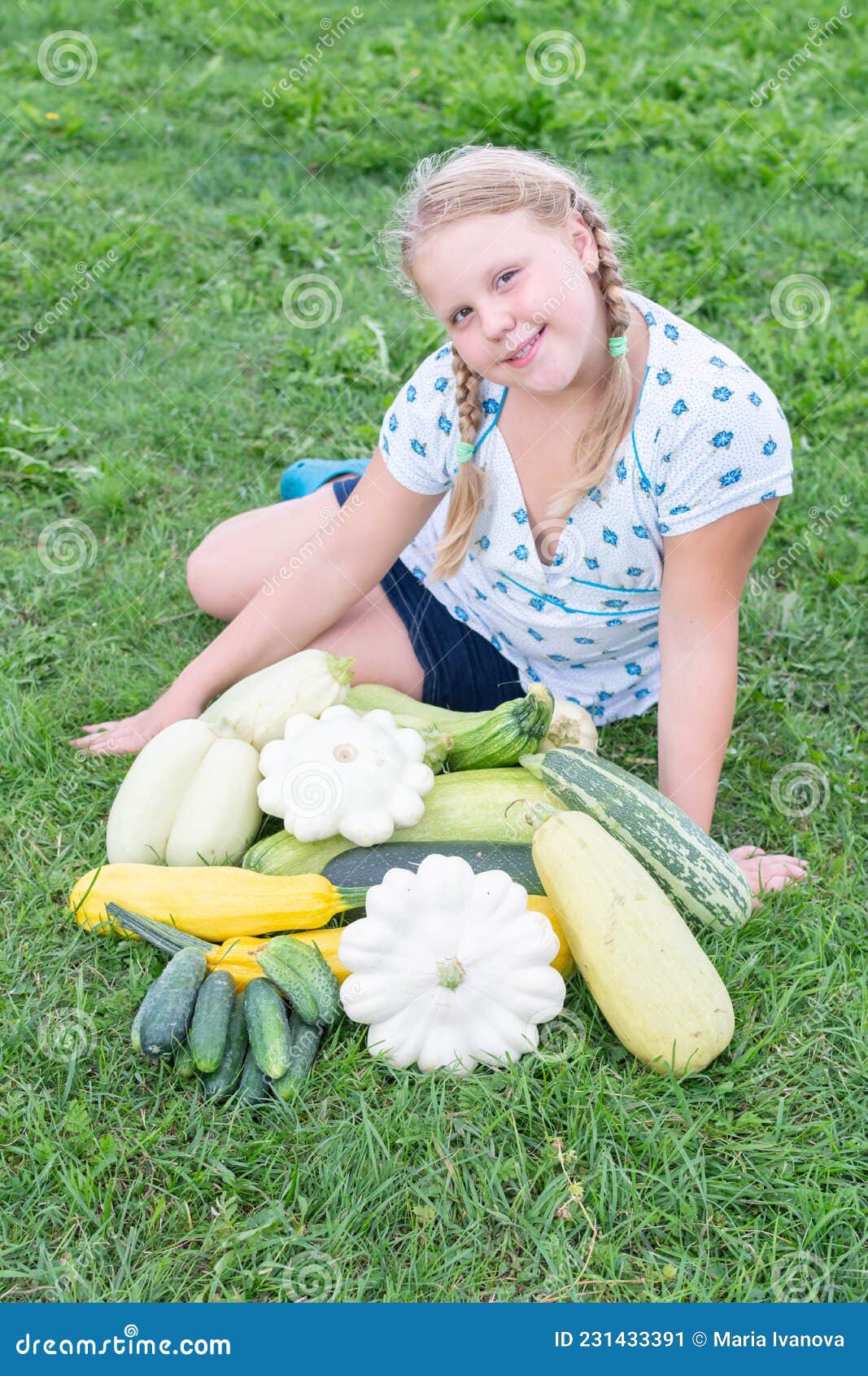 A girl with vegetables. stock image. Image of light - 231433391
