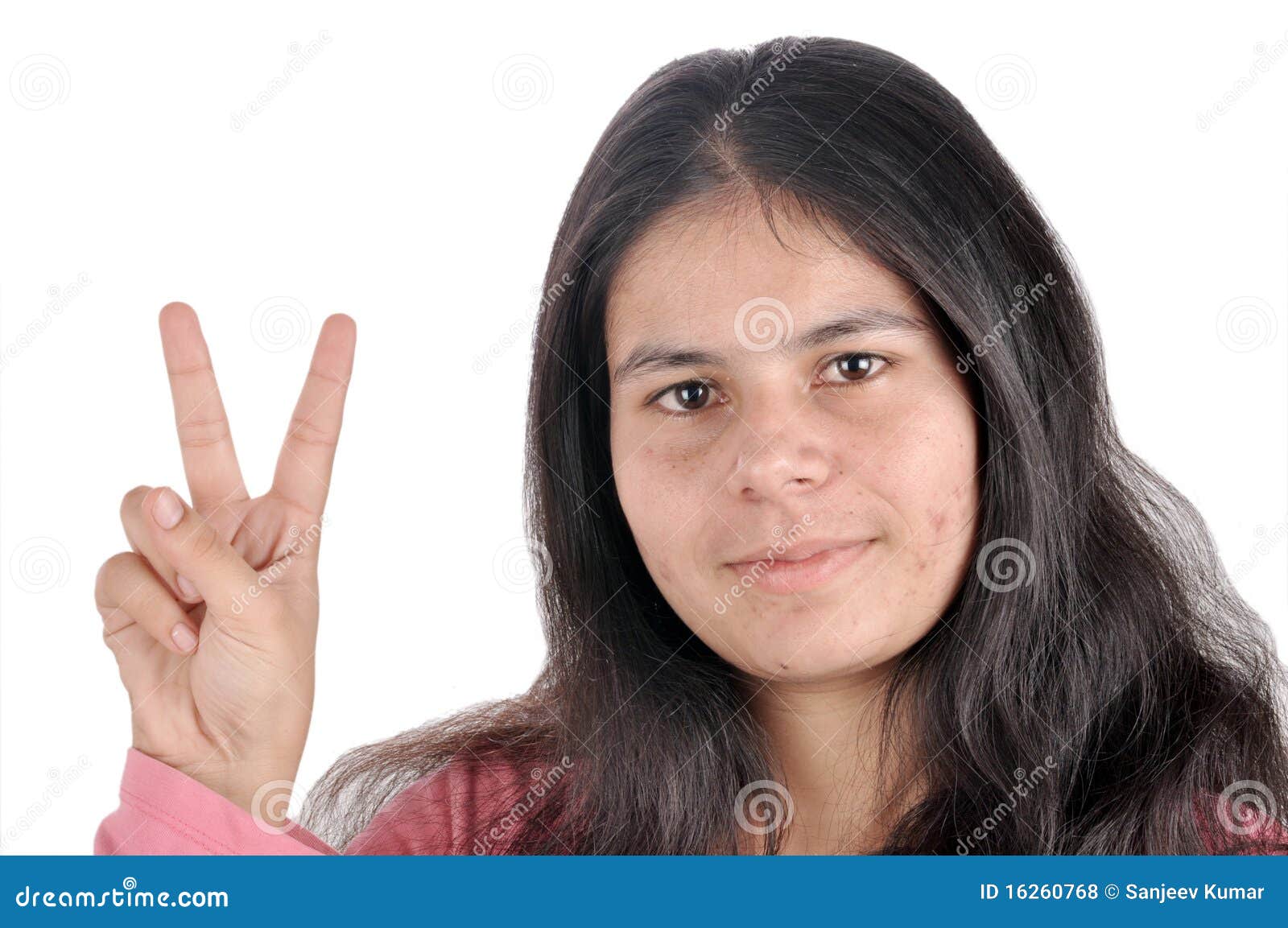 Girl victory sign stock photo. Image of pretty, cute - 16260768