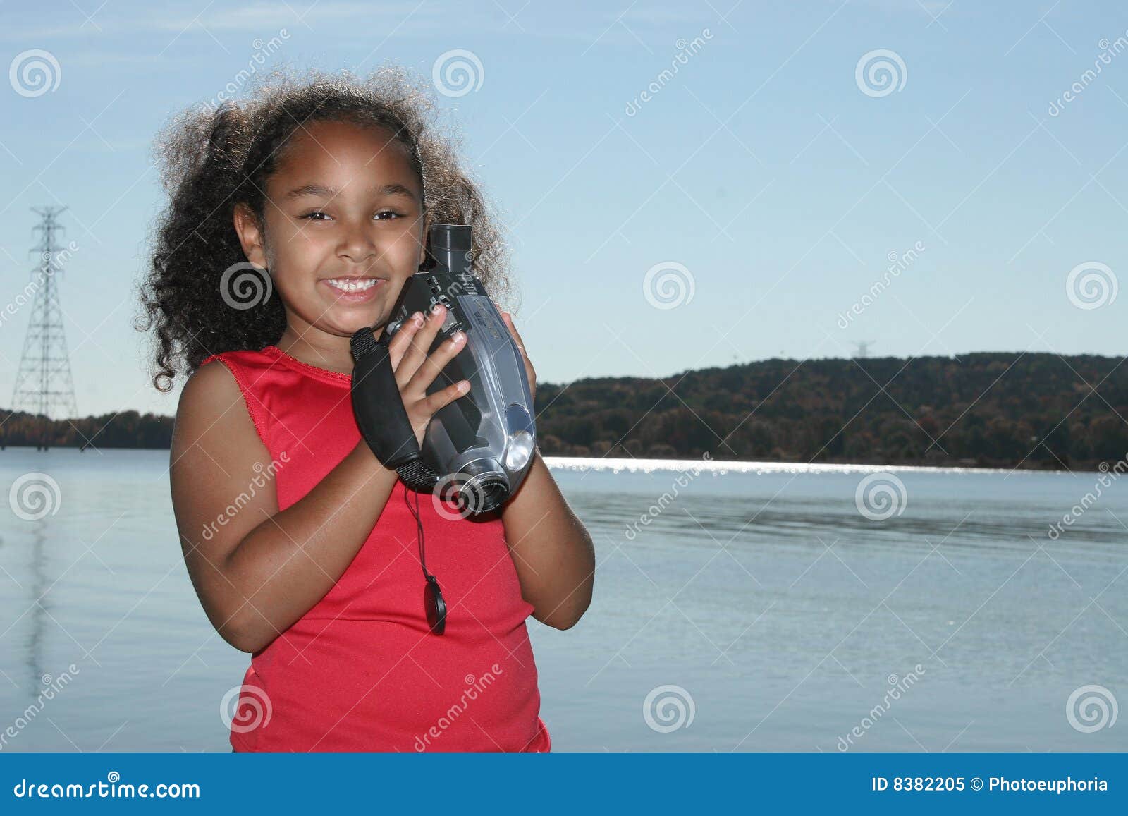Girl with video camera stock image. Image of river, sweet - 8382205