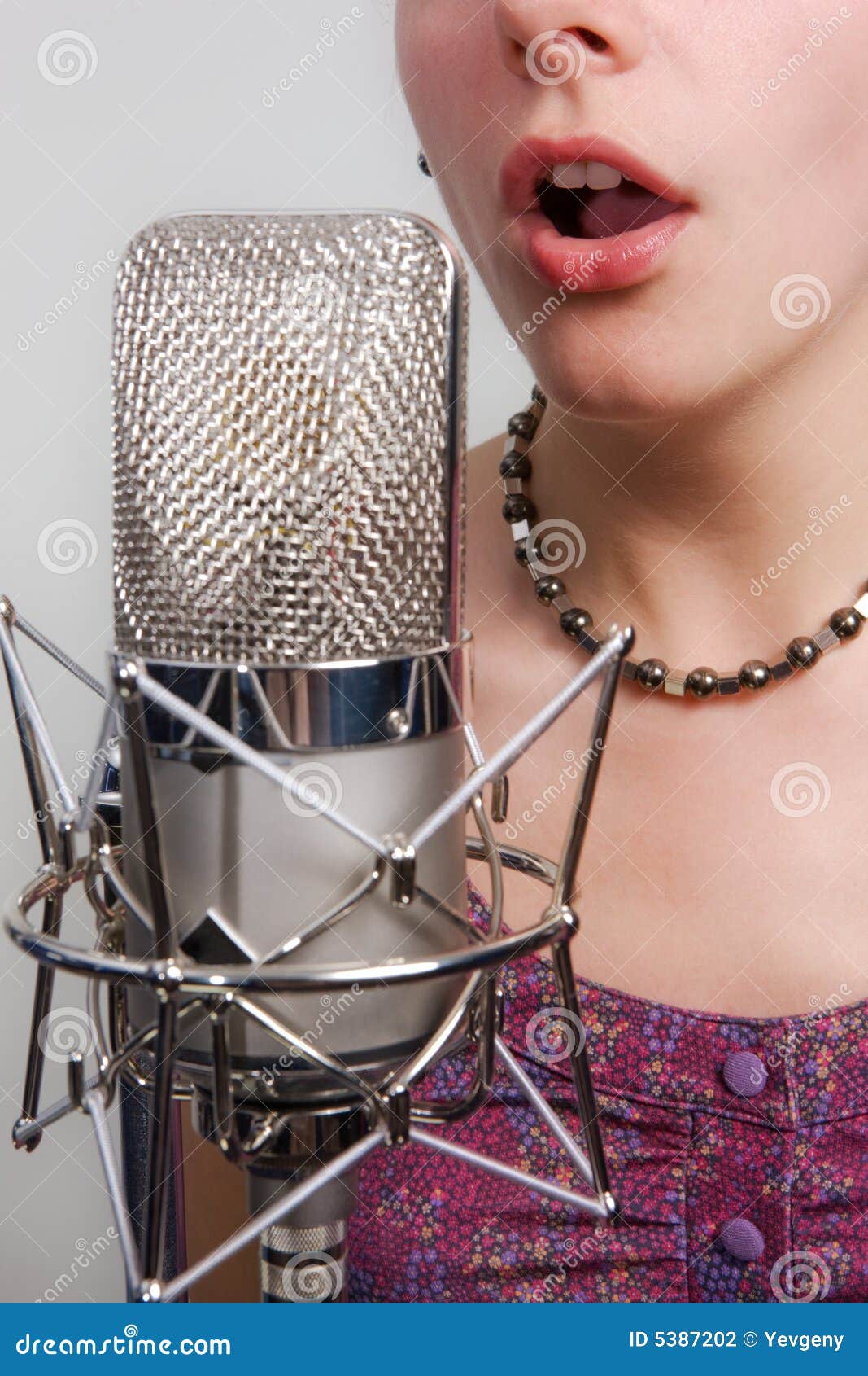Girl with Vintage Microphone Stock Photo - Image of brunette, rock: 5387202
