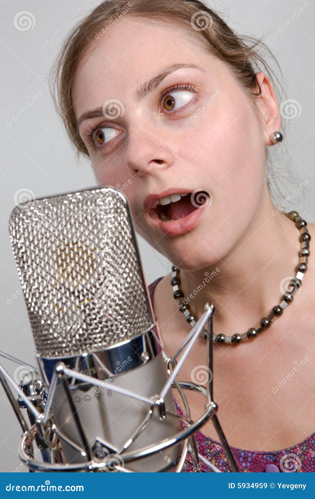 Girl with Vintage Microphone Stock Image - Image of karaoke, girl: 5934959