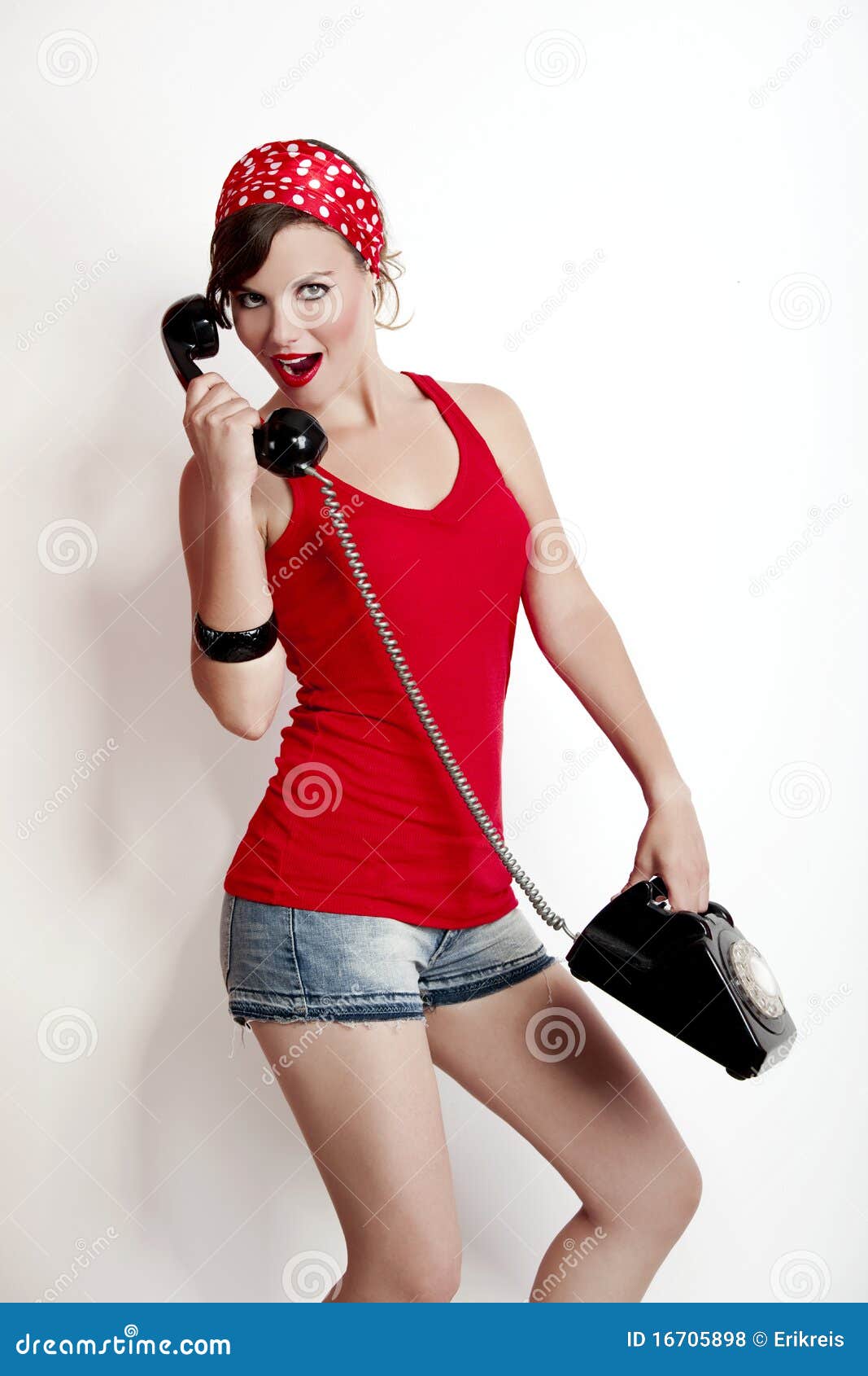 Girl with a vintage phone stock photo. Image of scarf - 16705898