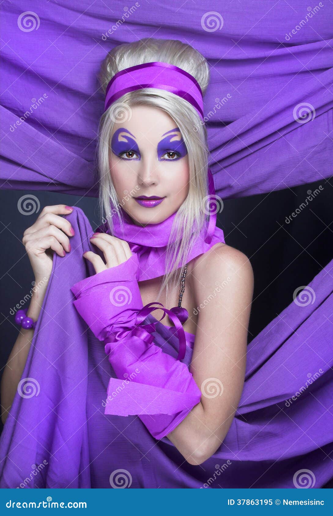 Girl in violet stock image. Image of beauty, caucasian - 37863195