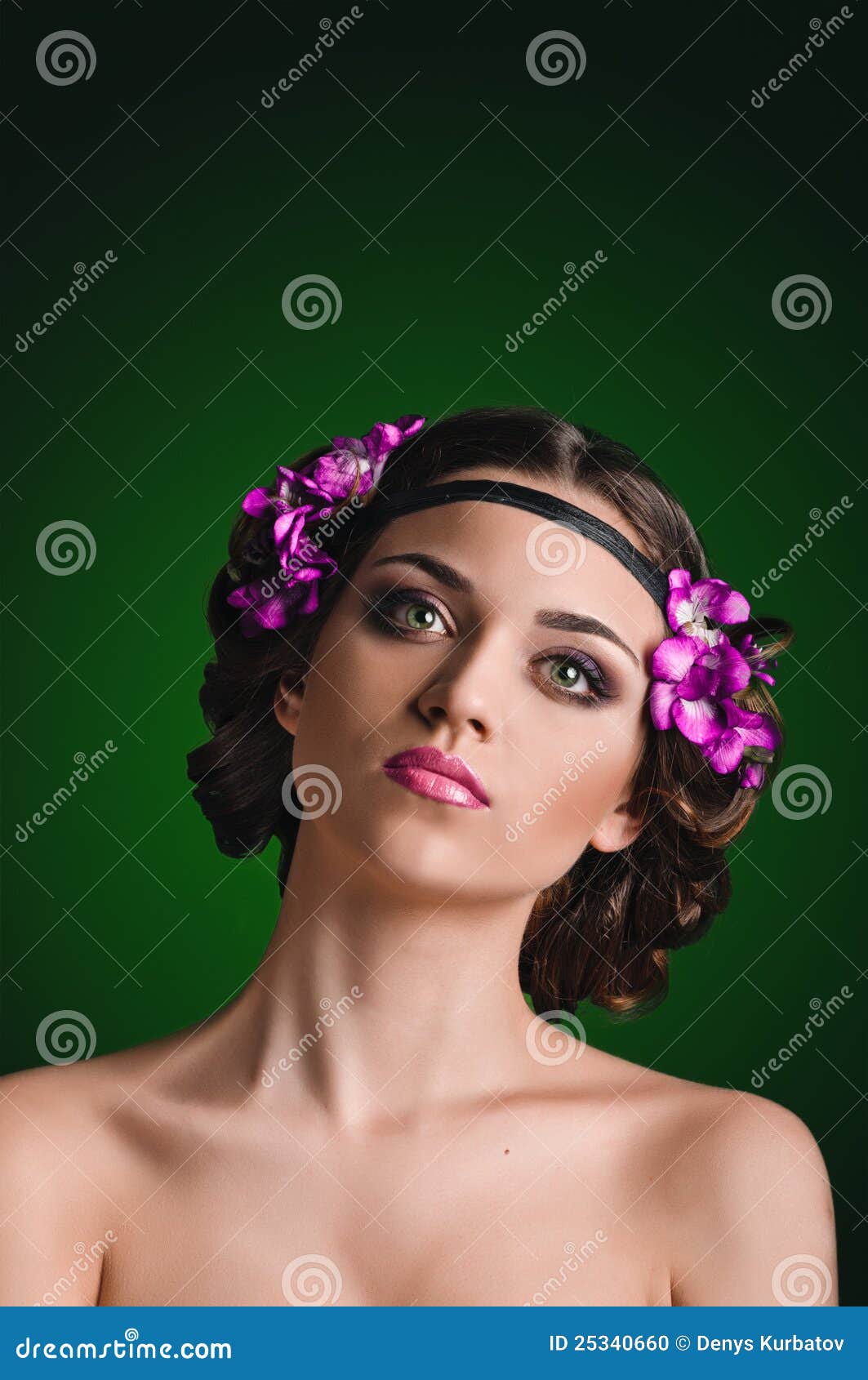 Girl with violets stock photo. Image of charming, glamour - 25340660
