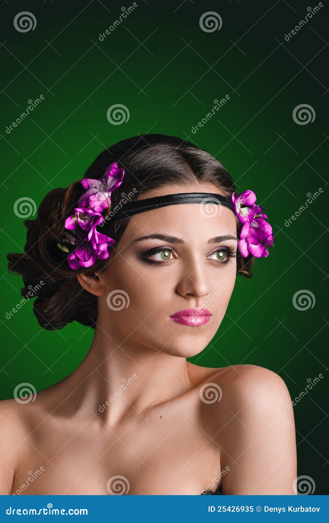 Girl with violets stock image. Image of beauty, studio - 25426935