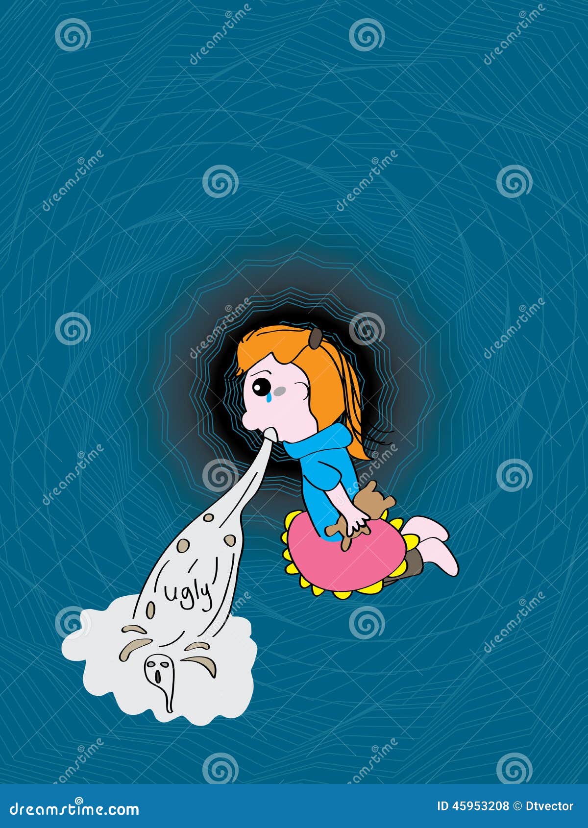 Girl vomit ugly stock vector. Illustration of burning - 45953208