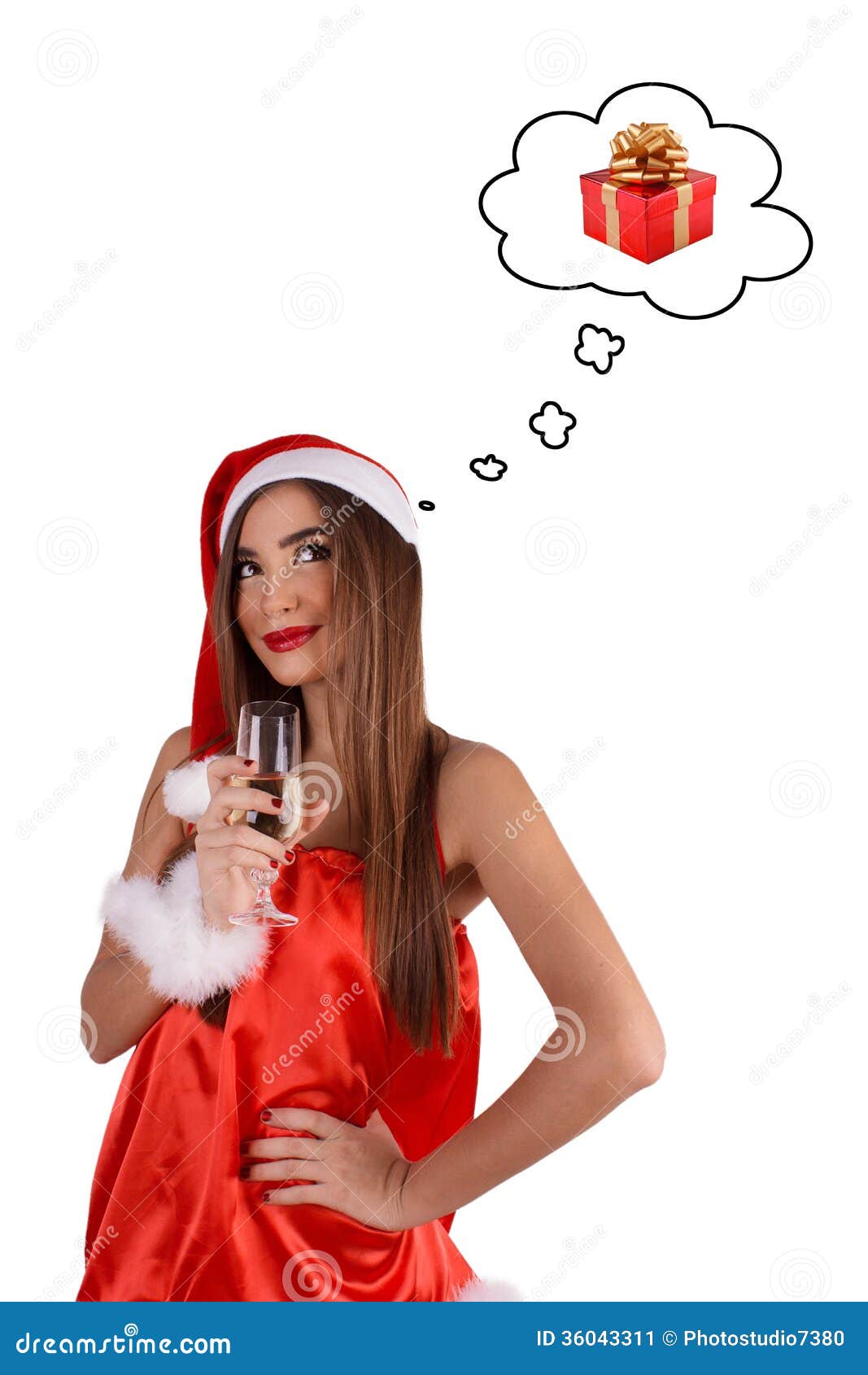 Girl Waiting for a Christmas and for Surprise Stock Image - Image of ...