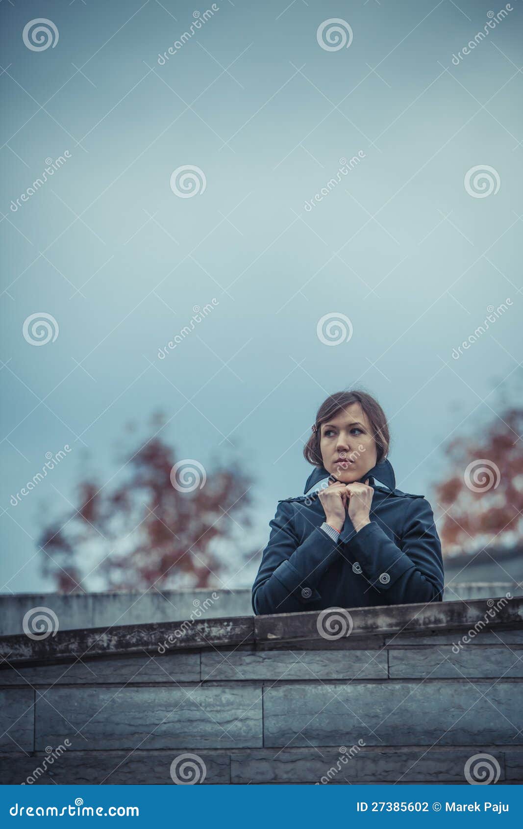 Girl waiting for someone stock photo. Image of dark, leaves - 27385602