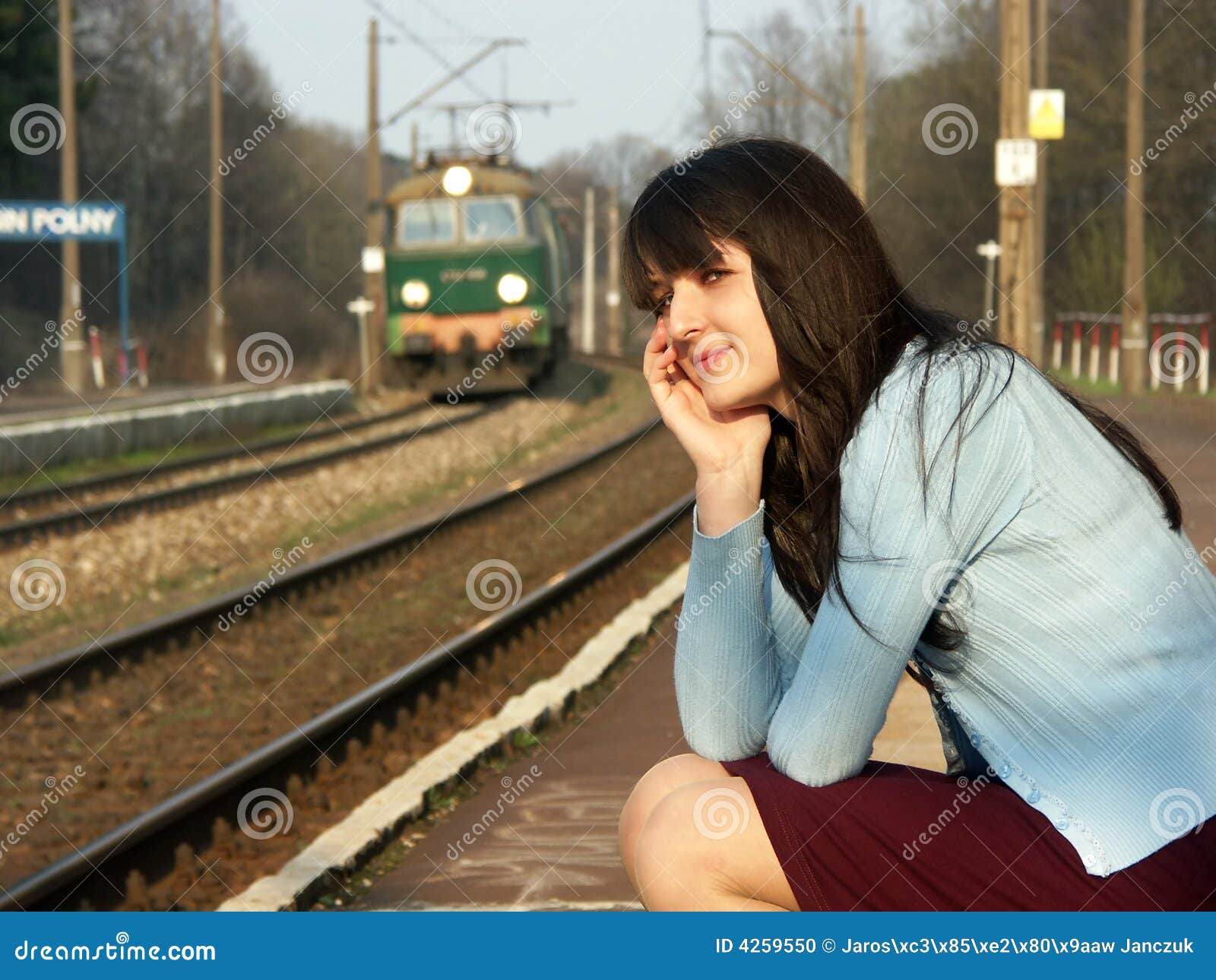Girl waiting for the train stock photo. Image of transport - 4259550