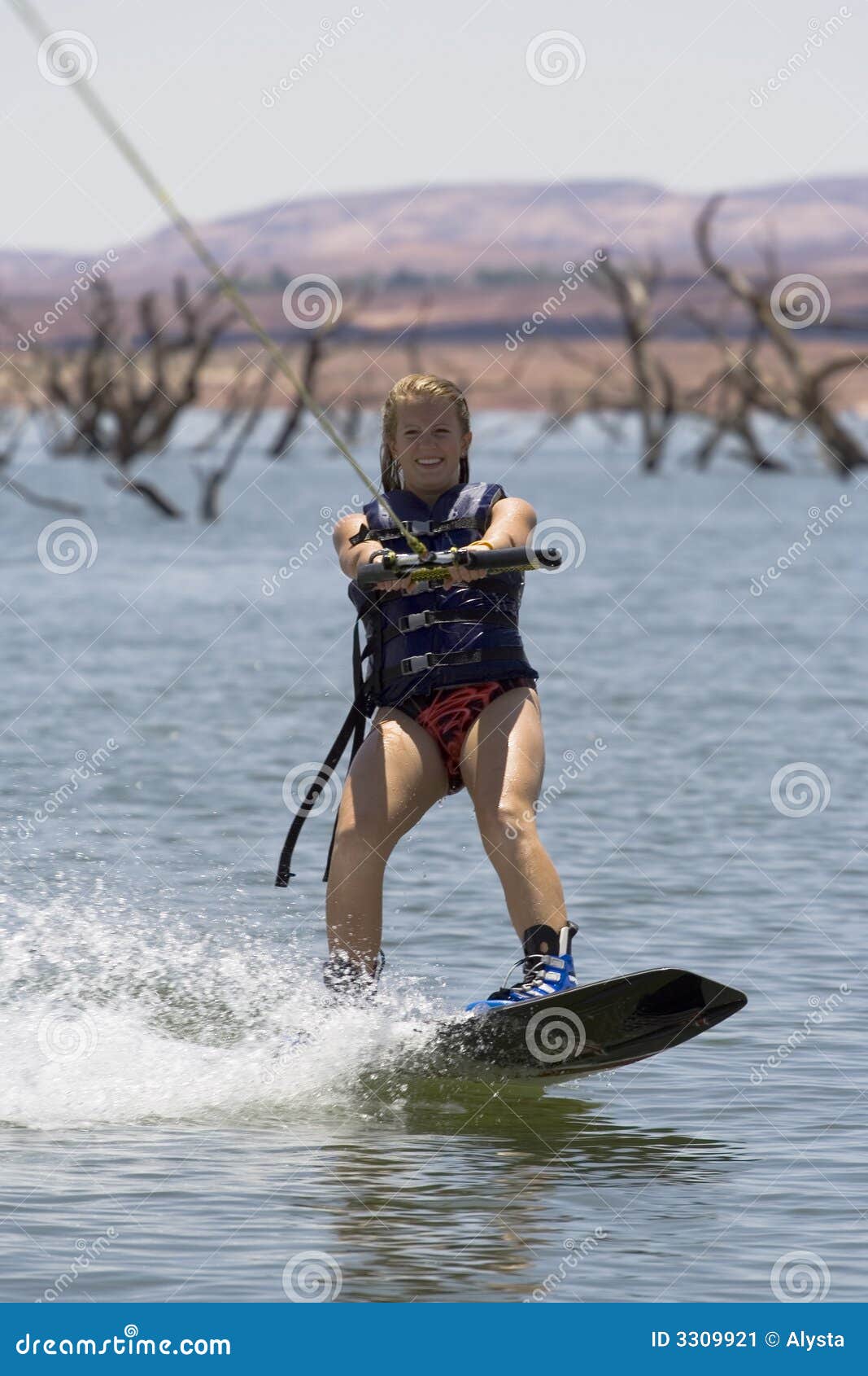 Girl Wakeboarding at Lake Powe Stock Image - Image of powell, arid: 3309921