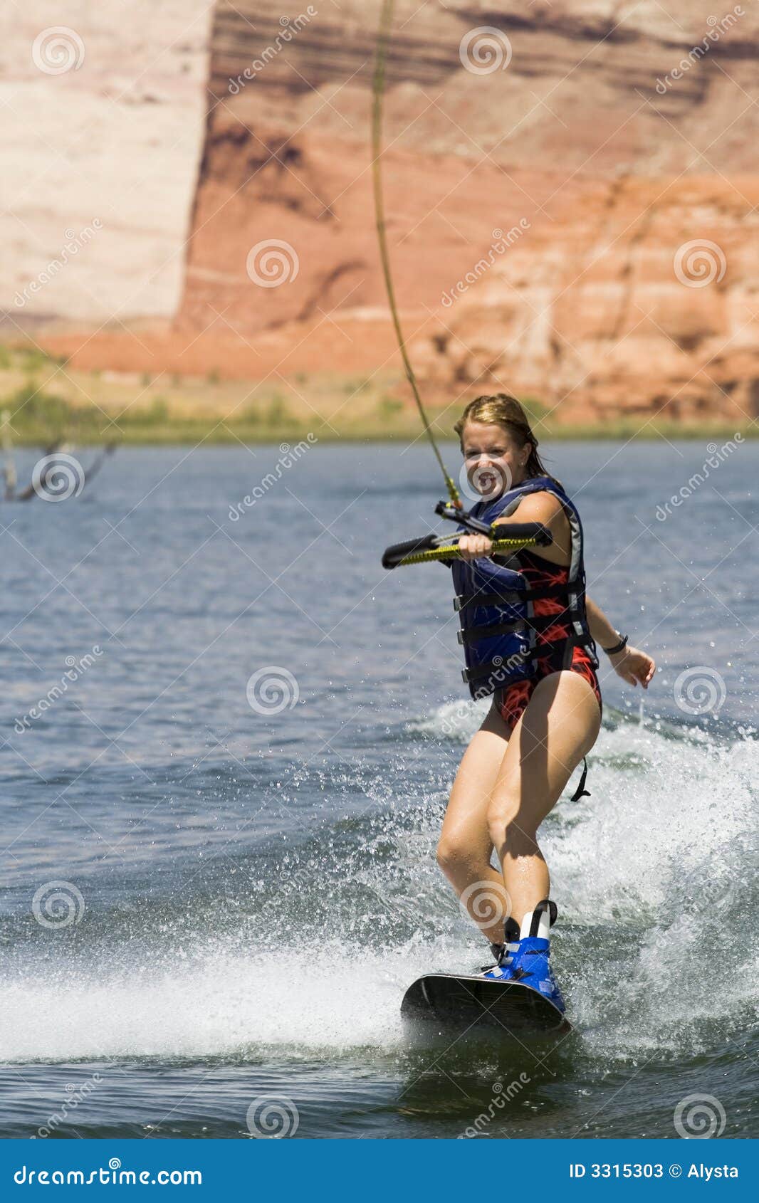 Girl Wakeboarding at Lake Powe Stock Image - Image of lake, stone: 3315303
