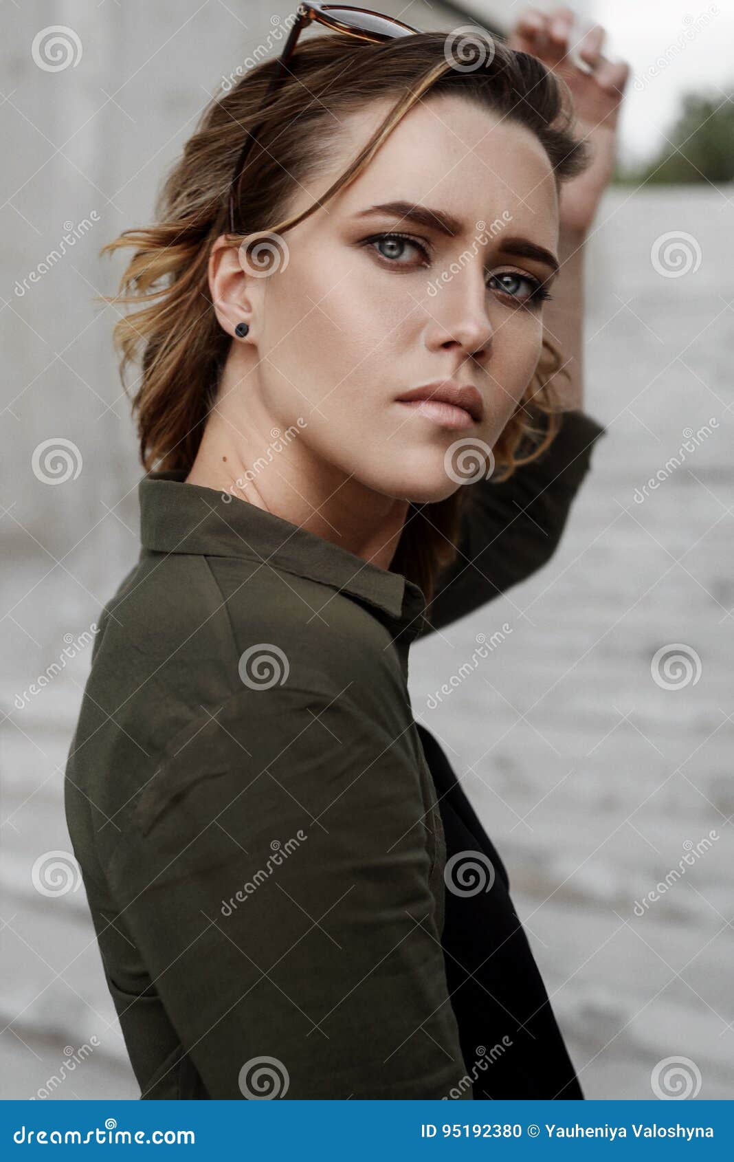 The girl is walking along stock photo. Image of makeup - 95192380