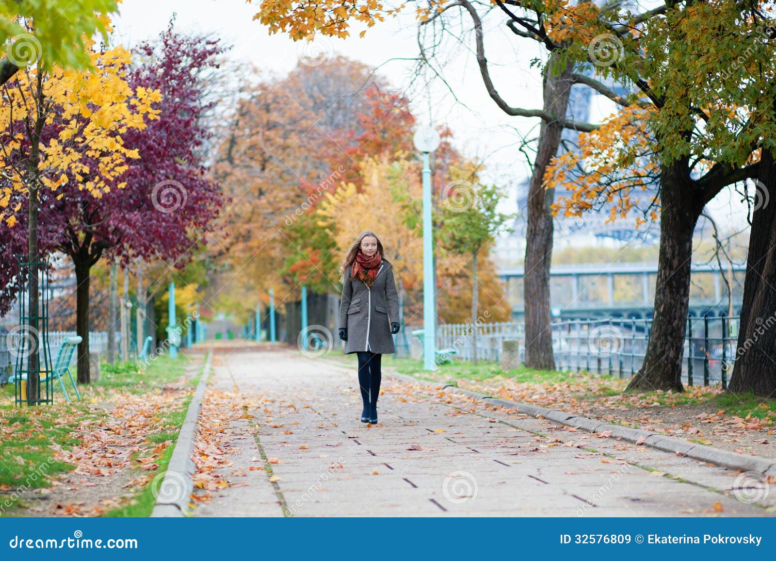 Girl walking in a park stock image. Image of france, caucasian - 32576809