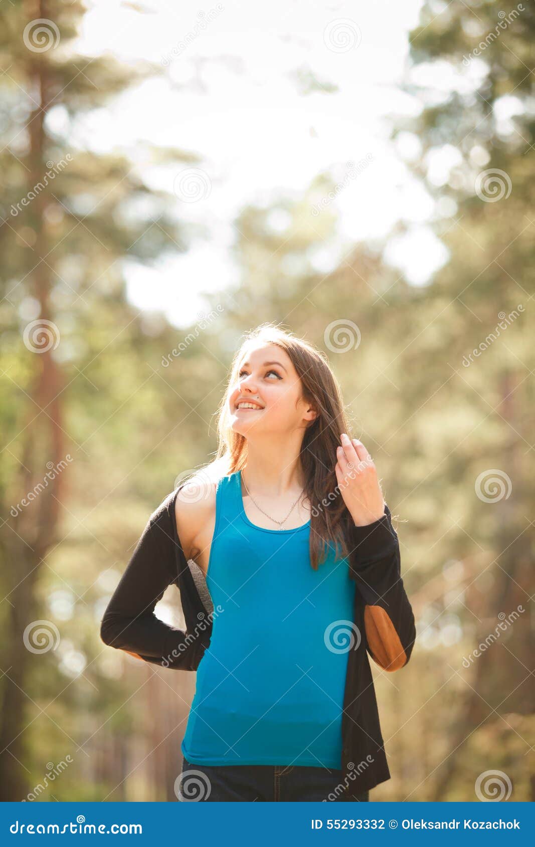 Girl Walking in the Park. Spring Stock Photo - Image of hair, summer ...
