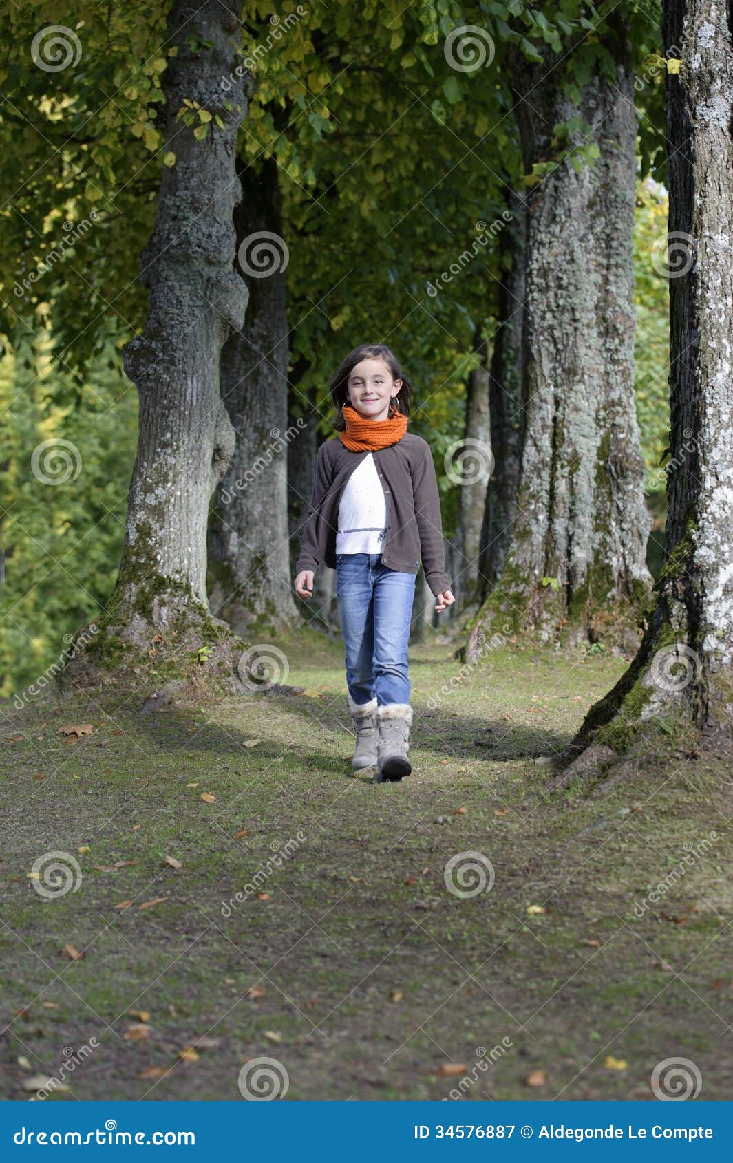 Girl Walking on a Path in the Forest Stock Image - Image of rural ...