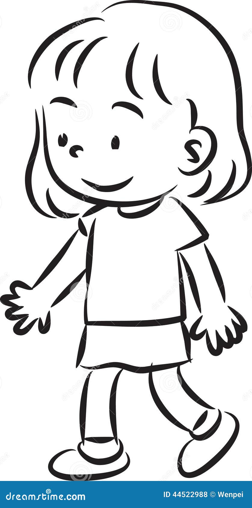Girl Walking Clip Art Black And White