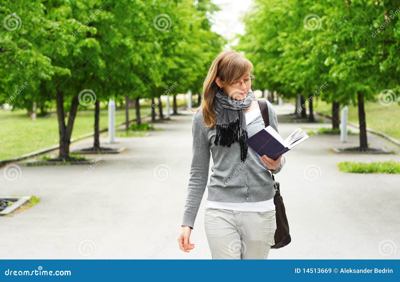 The Girl Walks, Reading the Book Stock Image - Image of years, college ...