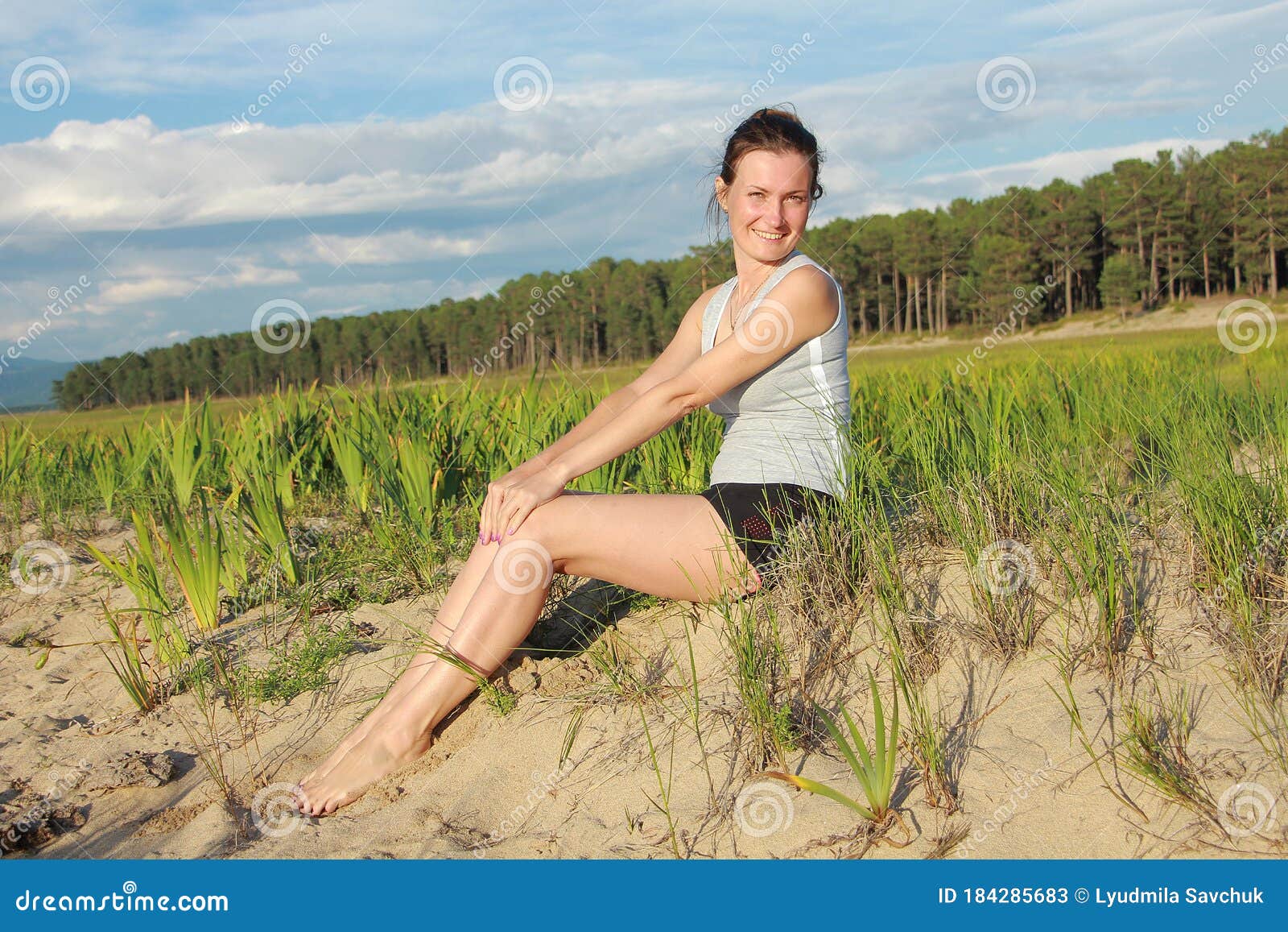 A Girl Walks on a Sandy Beach Stock Image - Image of sandy, walks ...