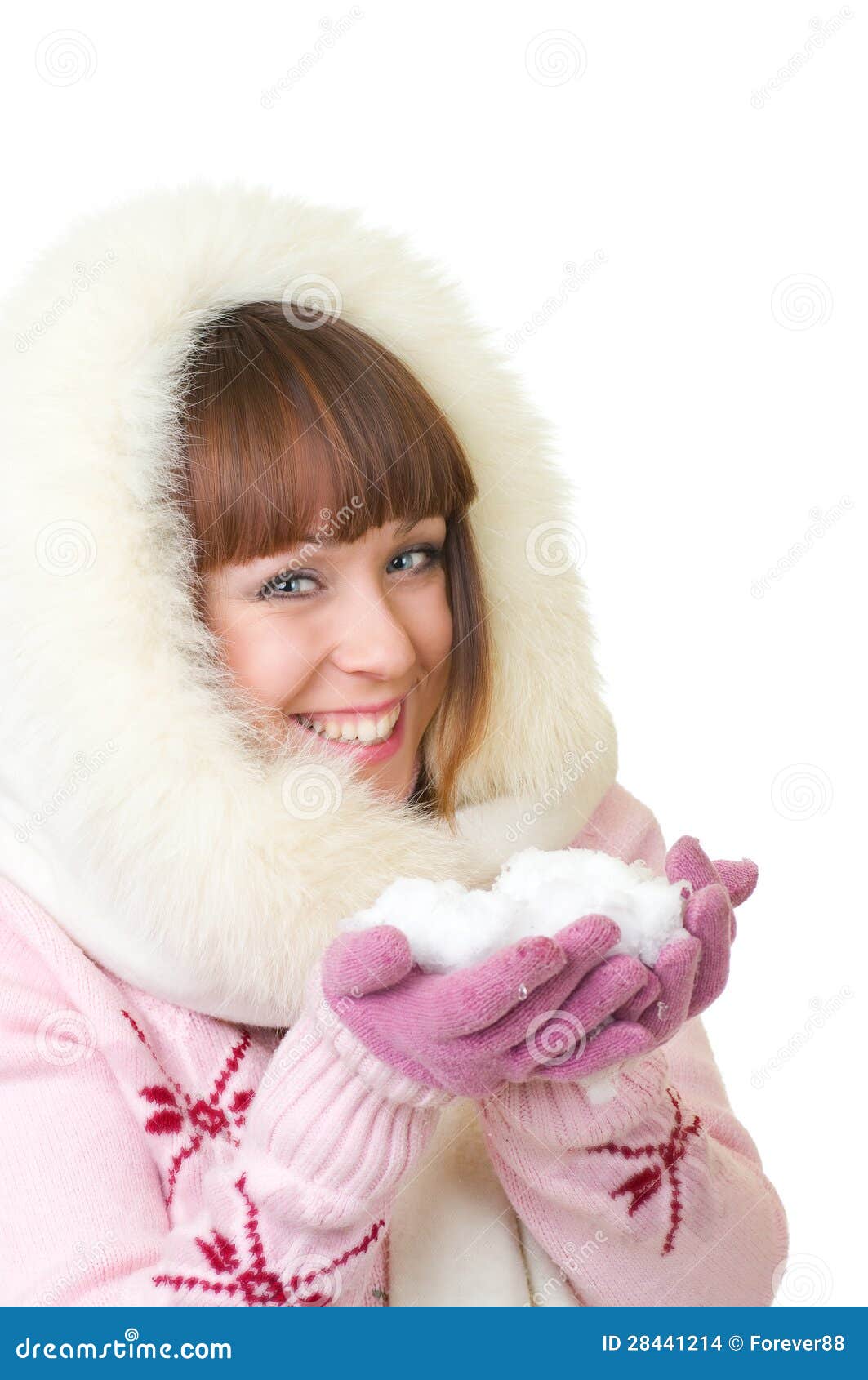 Girl in Warm Clothes with Snow Stock Photo - Image of girl, hair: 28441214