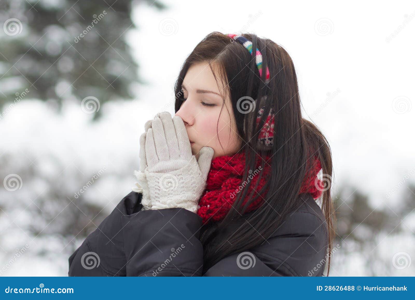 Girl Warming Her Hands in Winter Stock Photo - Image of beauty ...