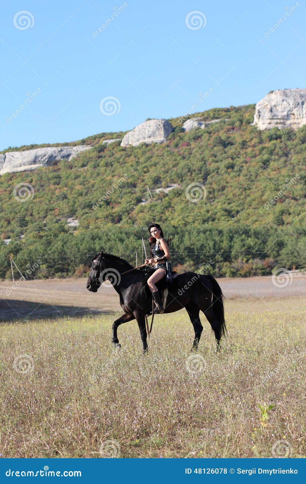 Girl-warrior - Amazon Armed with Bow and Arrows Stock Photo - Image of ...