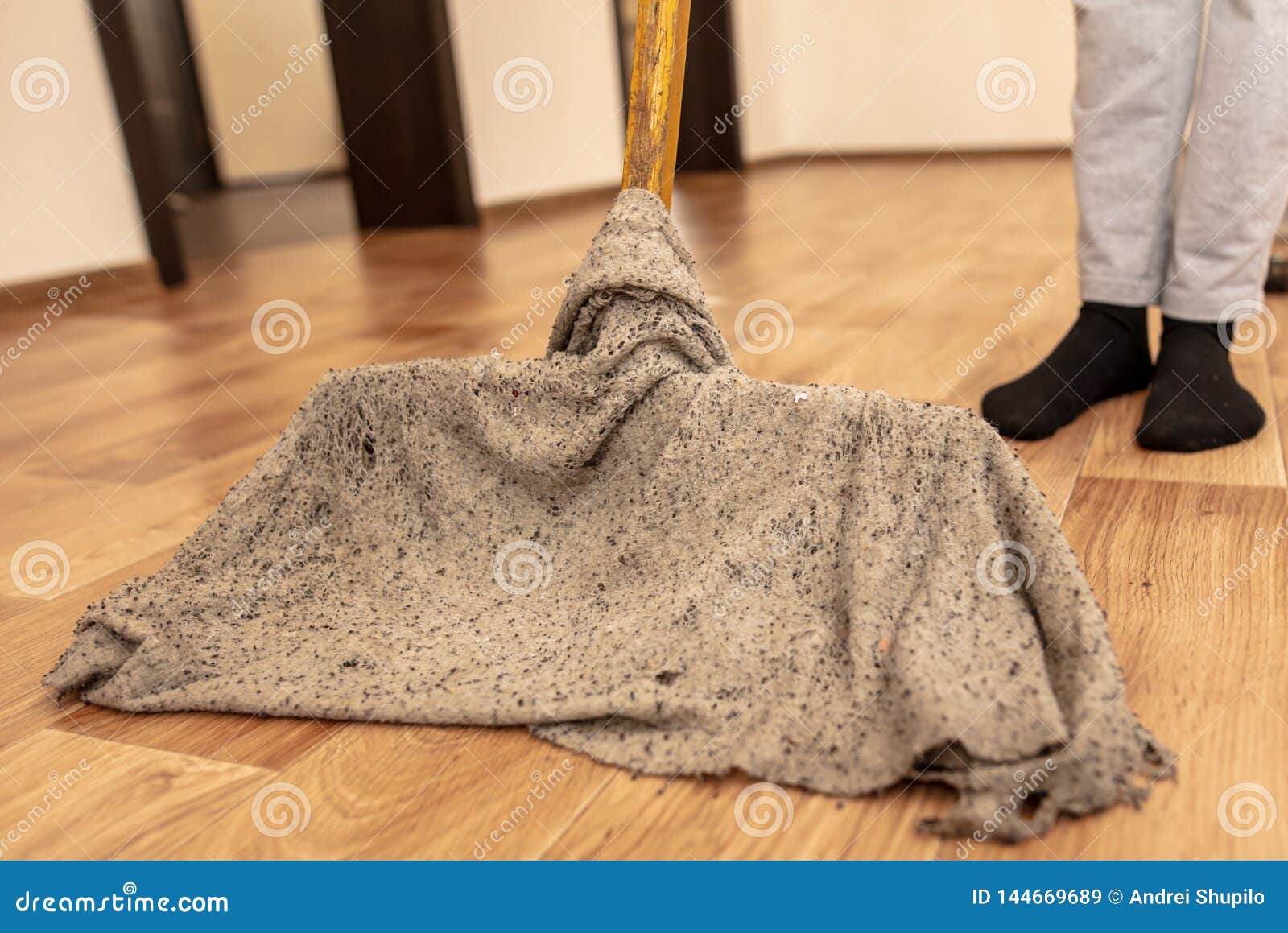 The Girl Washes the Floor with a Rag in the Room Stock Image - Image of ...