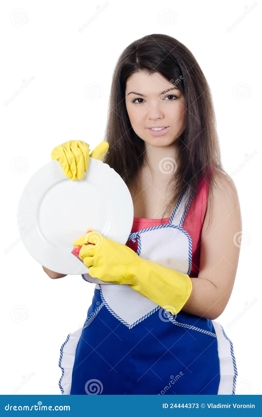 The girl washes a plate stock image. Image of domestic - 24444373