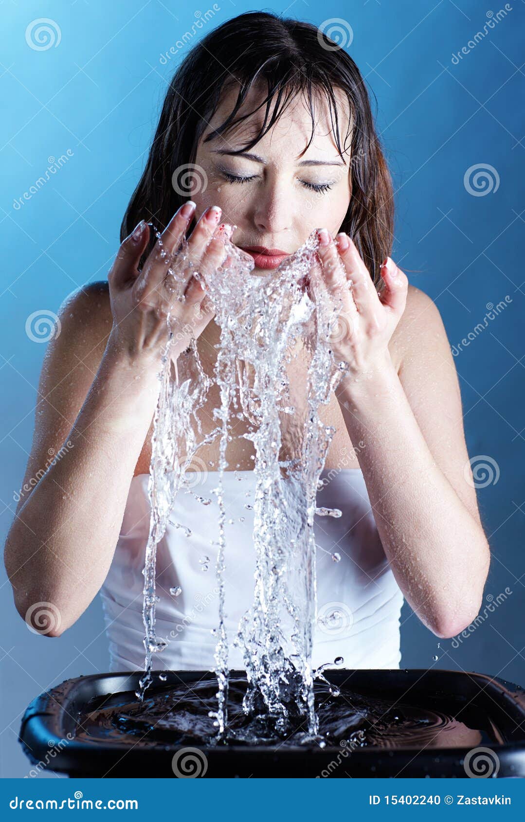 Girl washing her face stock photo. Image of people, girl - 15402240