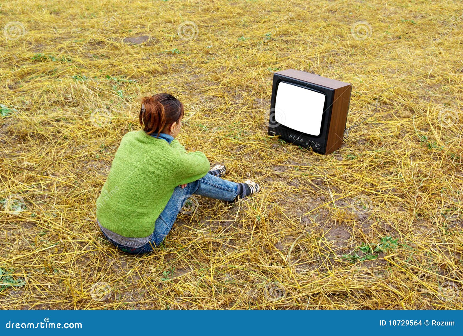 Girl watch TV stock photo. Image of grass, imagery, background - 10729564