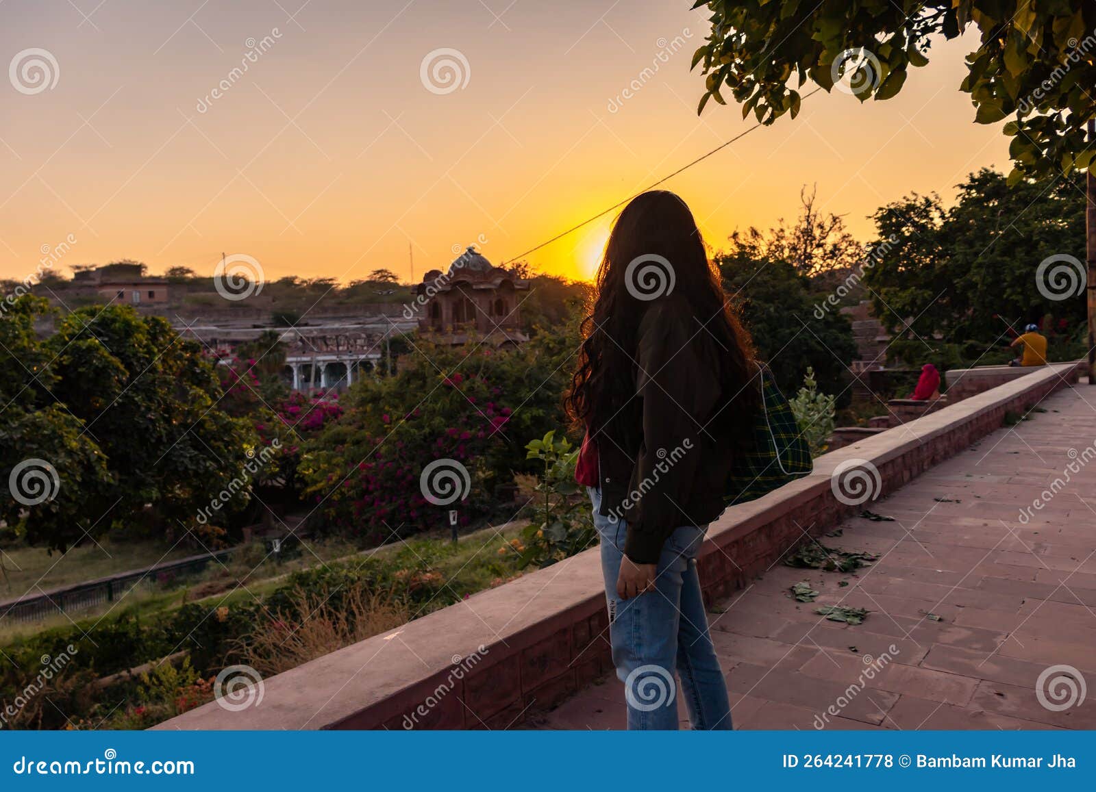 Girl Watching Sunset Back Lit Shot Form Flat Angle Stock Photo - Image ...