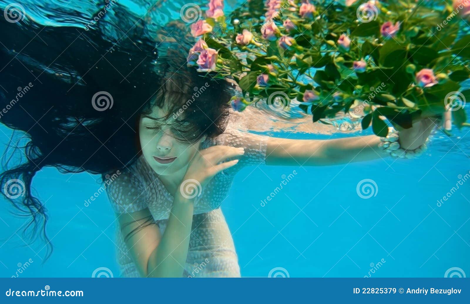 Girl in water stock image. Image of lady, brunette, happy - 22825379