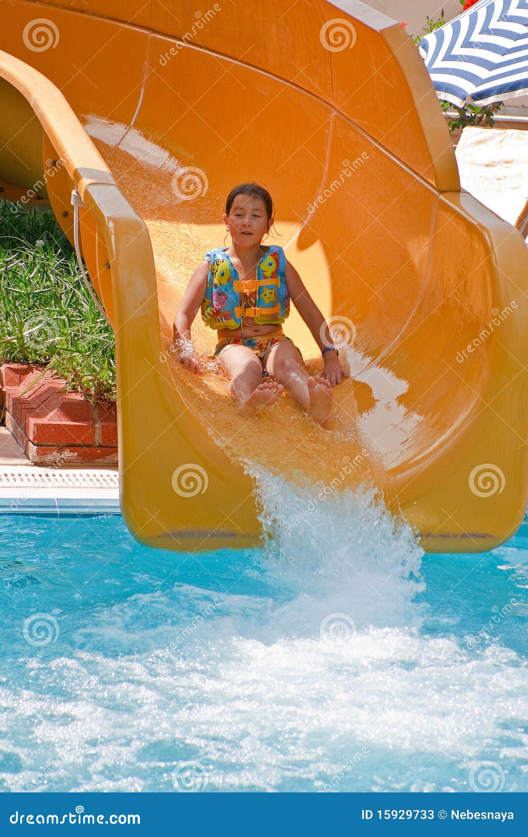 Girl on water slide stock image. Image of girl, recreation - 15929733