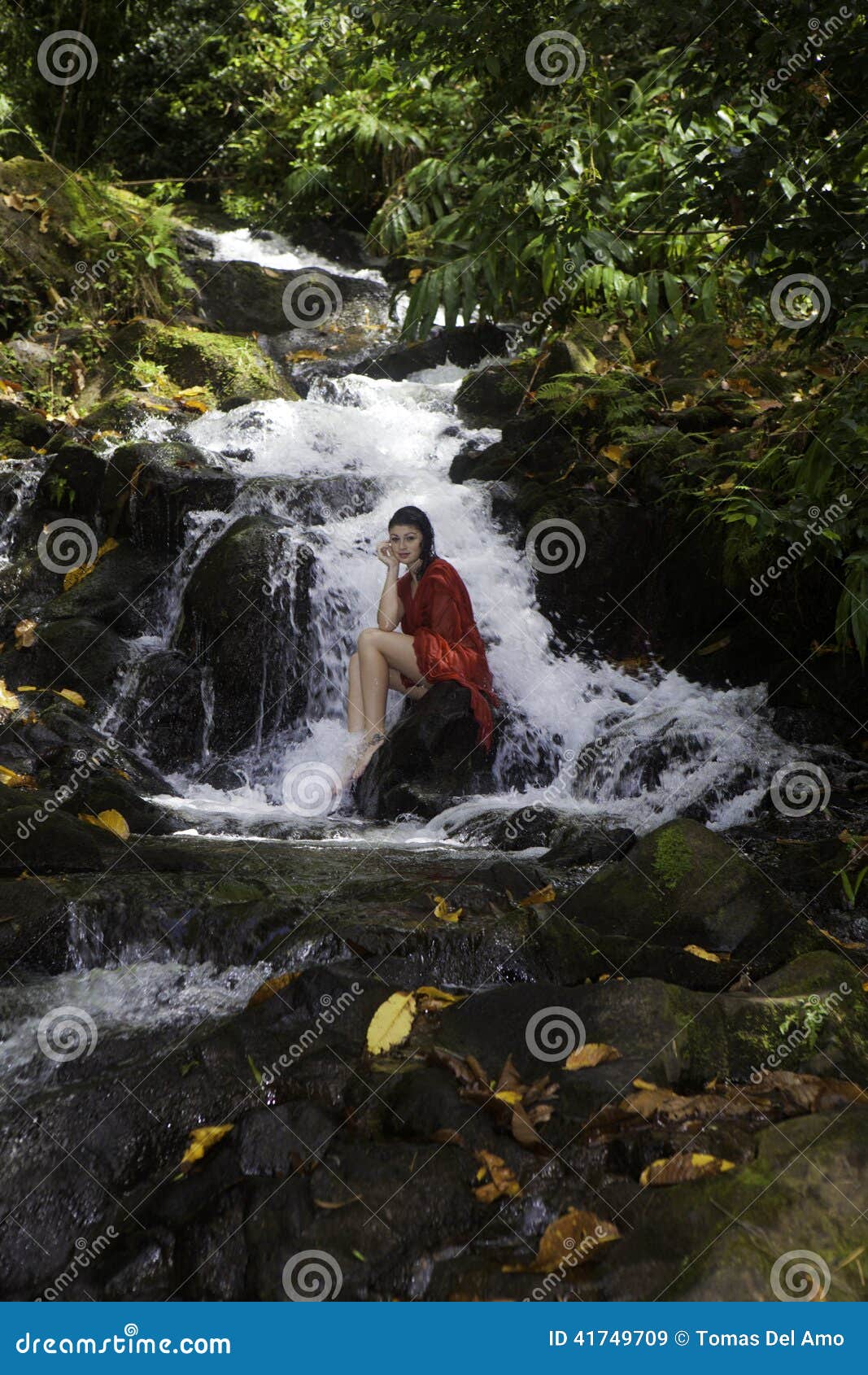 Girl in a waterfall stock image. Image of solo, waterfall - 41749709