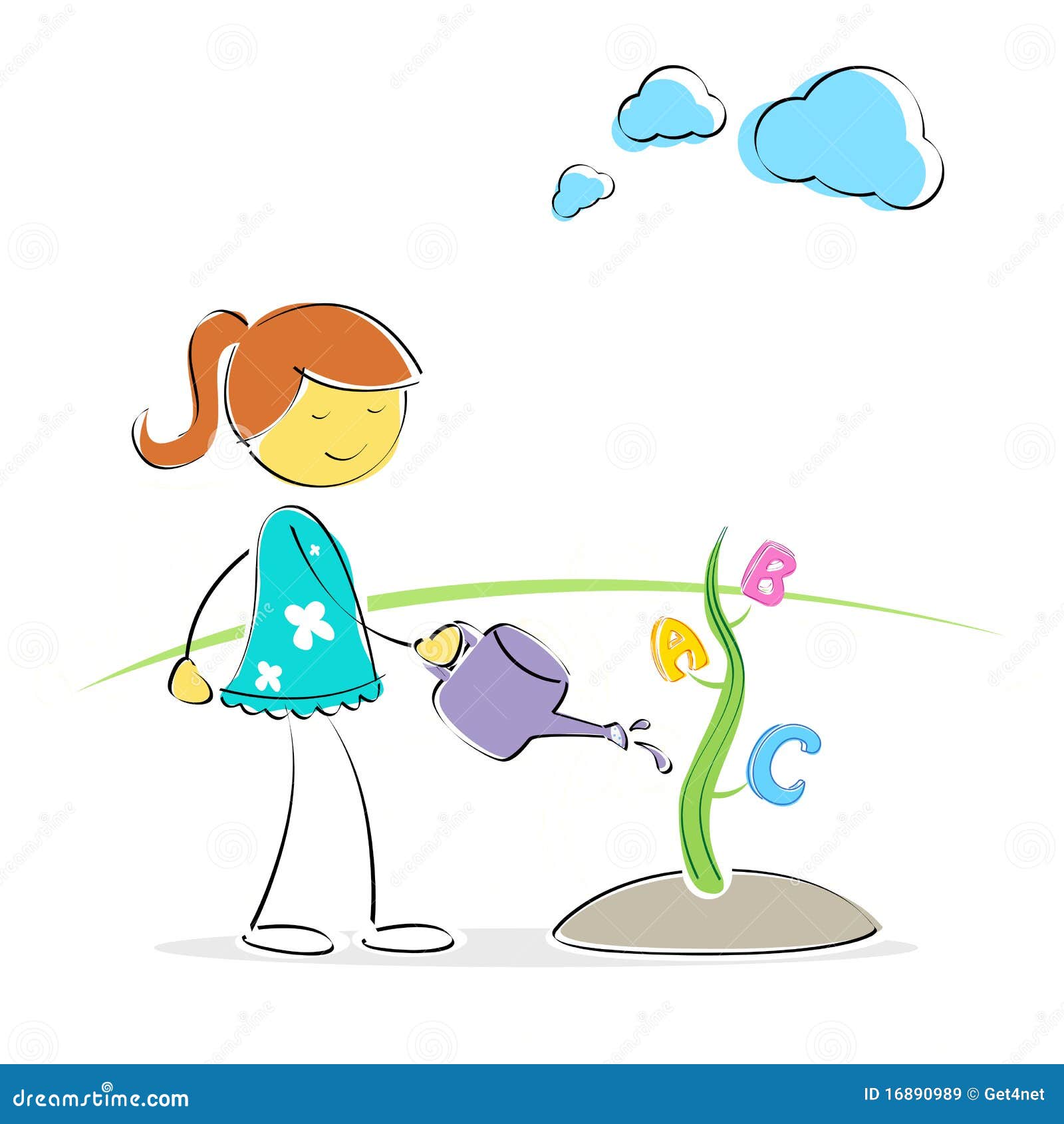 Girl Watering The Tree Vector Illustration | CartoonDealer.com #41322516