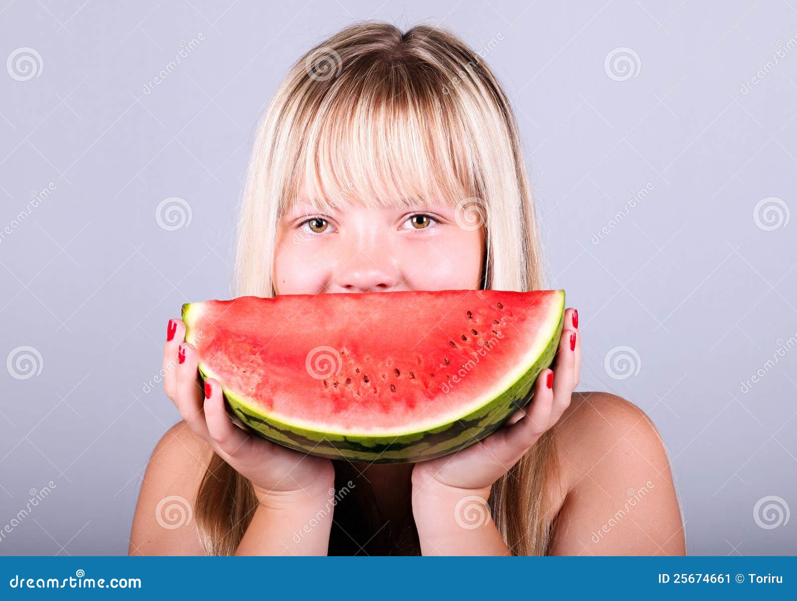 Girl with watermelon stock image. Image of smiling, beautiful - 25674661