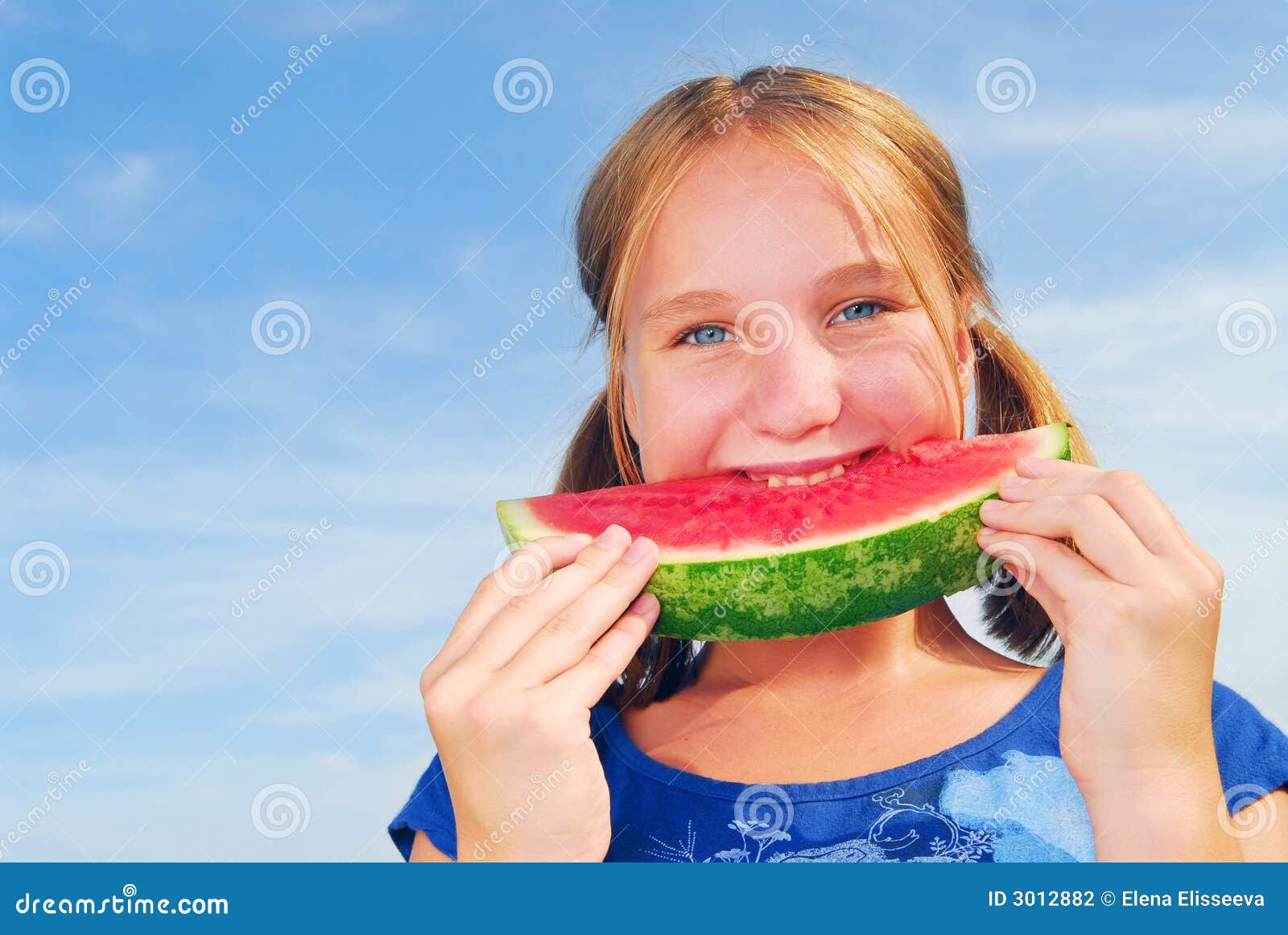 Girl with watermelon stock photo. Image of juicy, healthy - 3012882