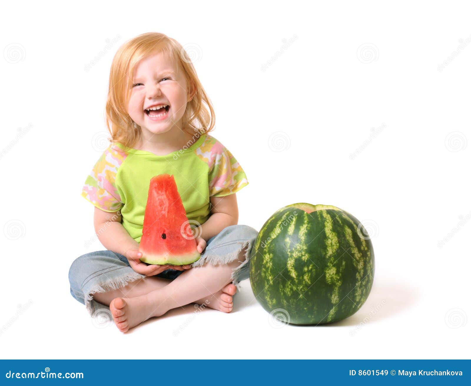 Girl with watermelon stock image. Image of people, hungry - 8601549