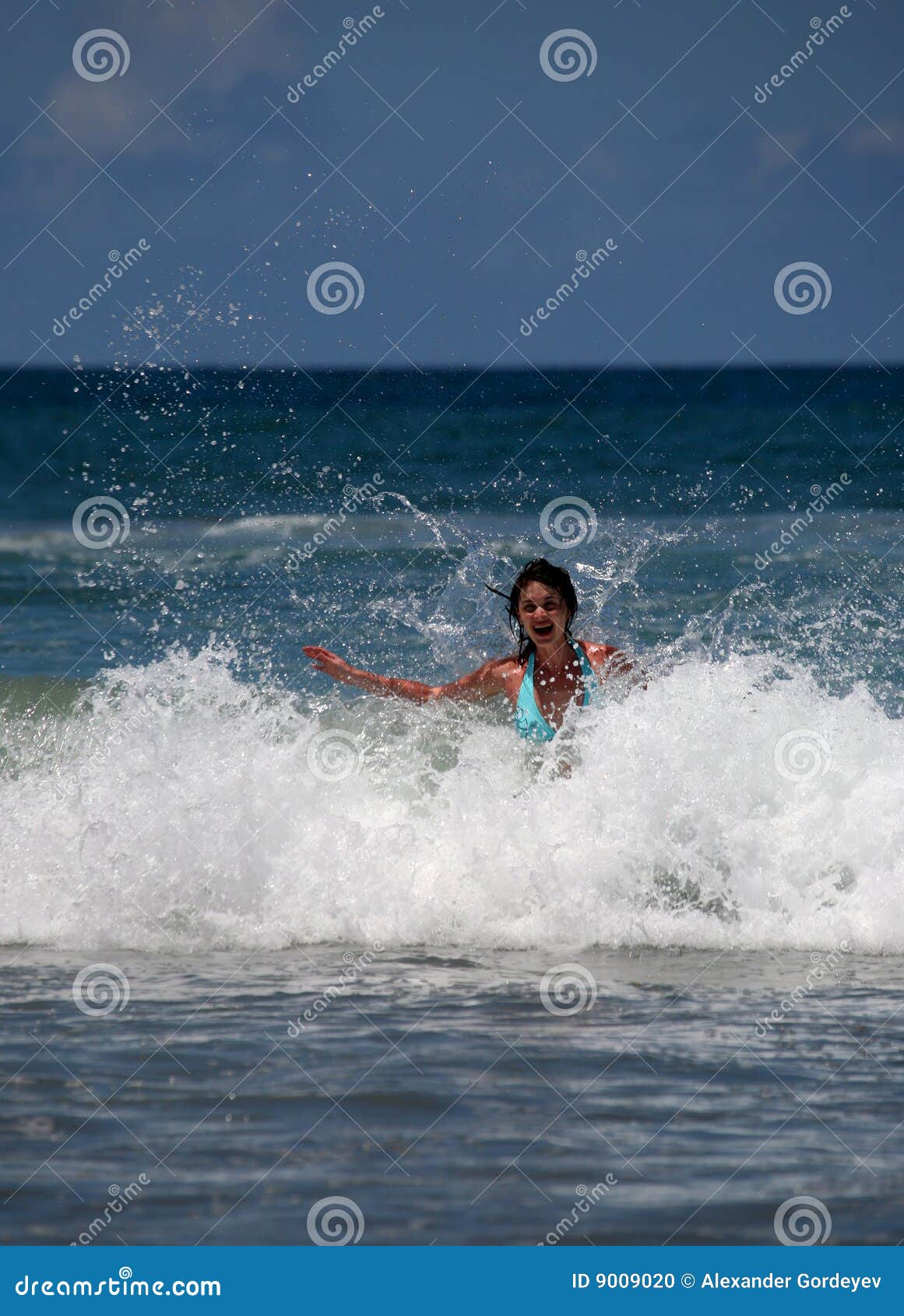 Girl, wave and fun stock photo. Image of wave, shore, women - 9009020
