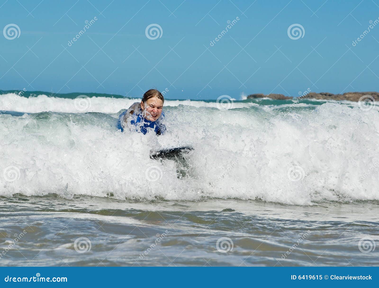 Girl in the waves stock image. Image of waves, board, water - 6419615